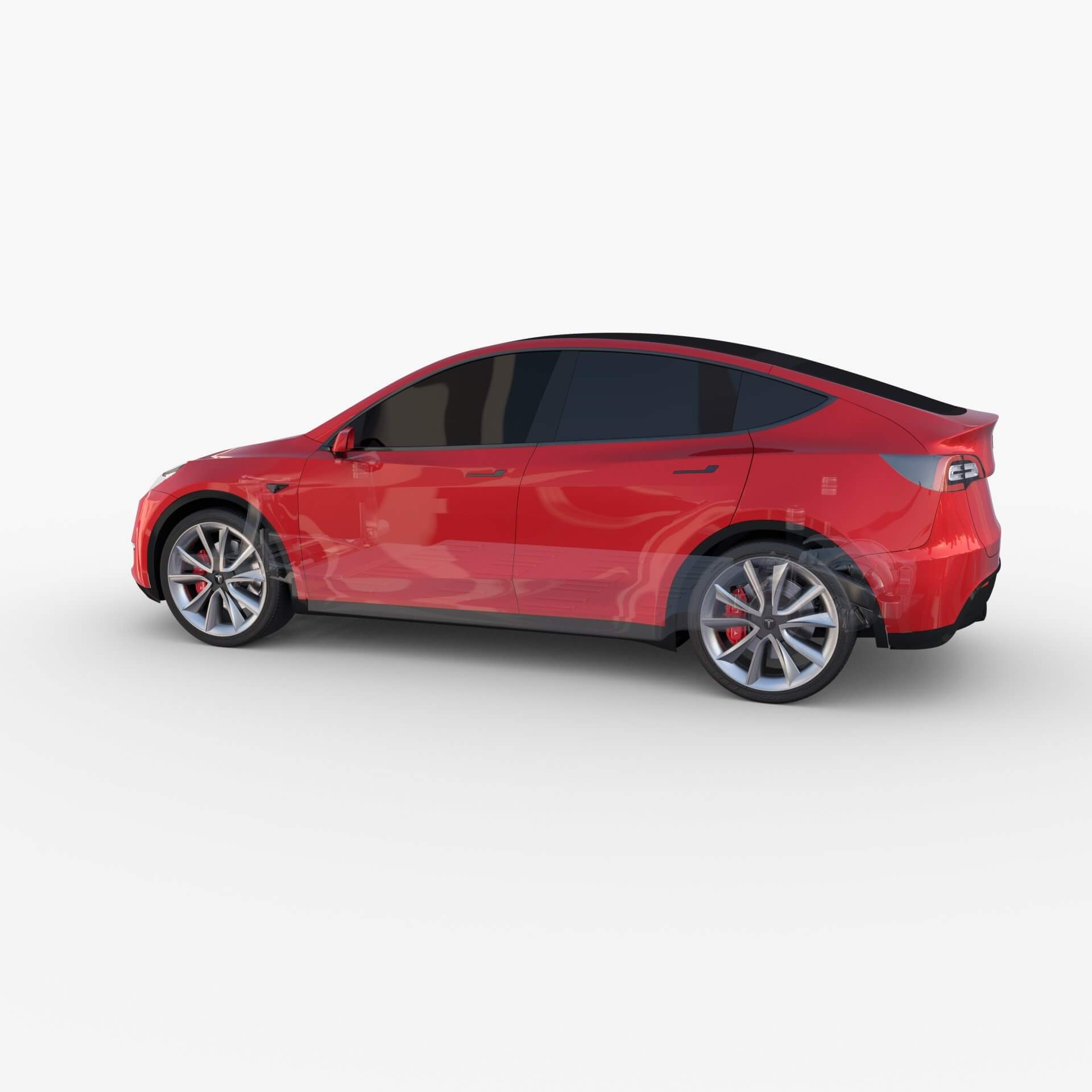 Tesla Model Y RWD Red with Chassis by dragosburian