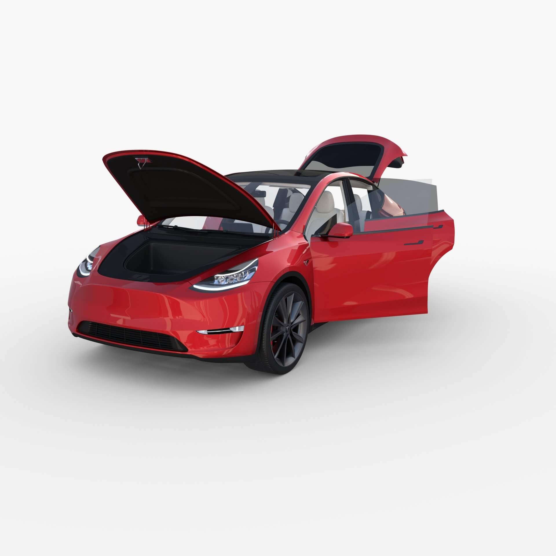 Tesla Model Y RWD Red with Interior and Chassis by dragosburian