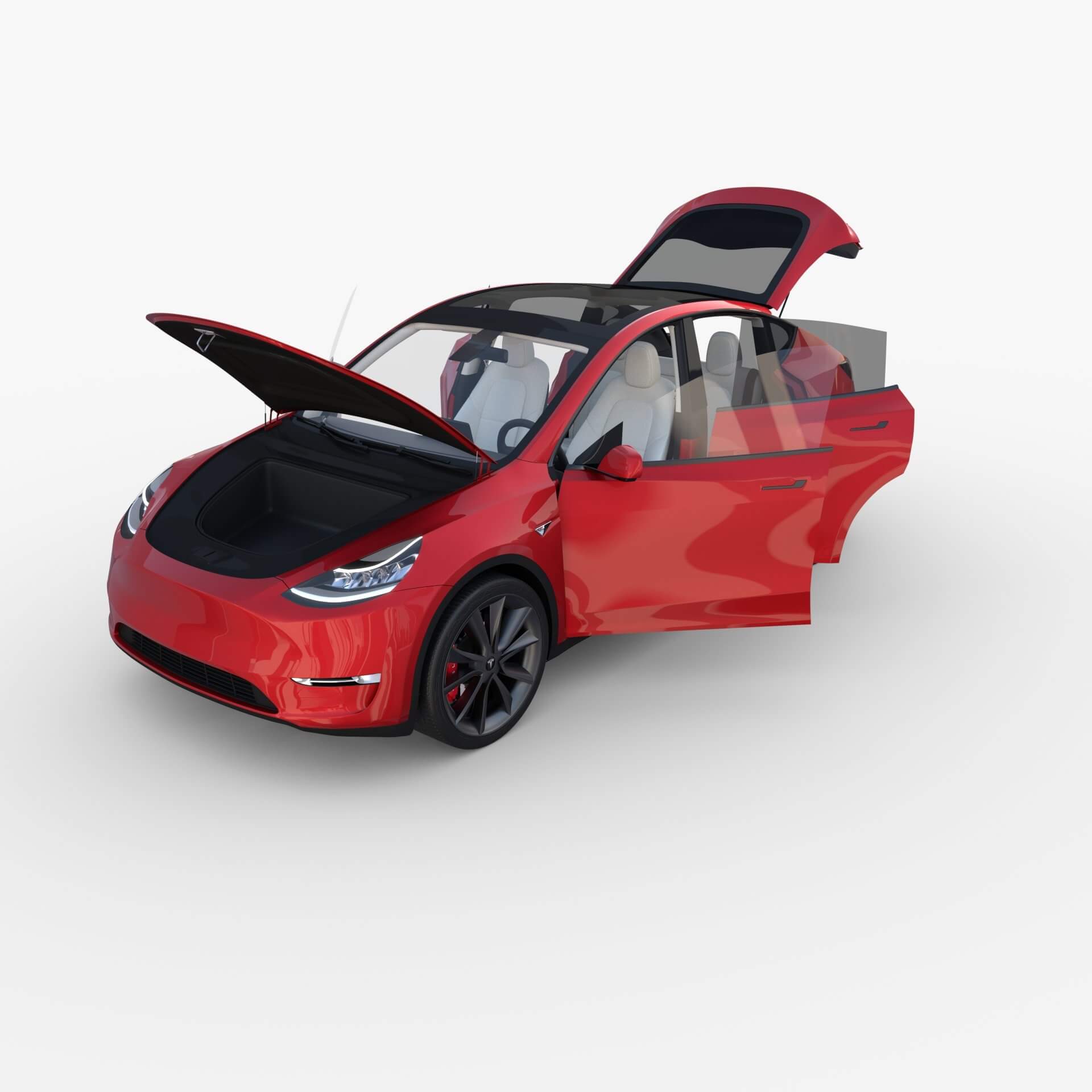 Tesla Model Y RWD Red with Interior and Chassis by dragosburian