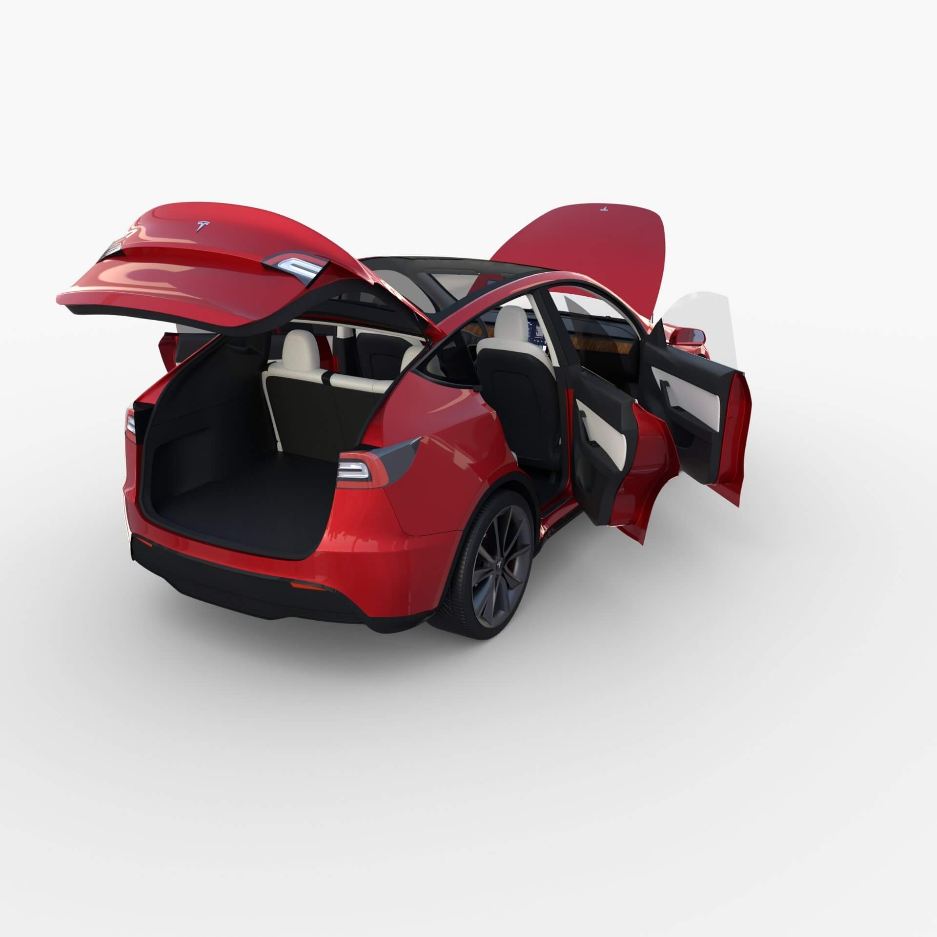 Tesla Model Y RWD Red with Interior and Chassis by dragosburian
