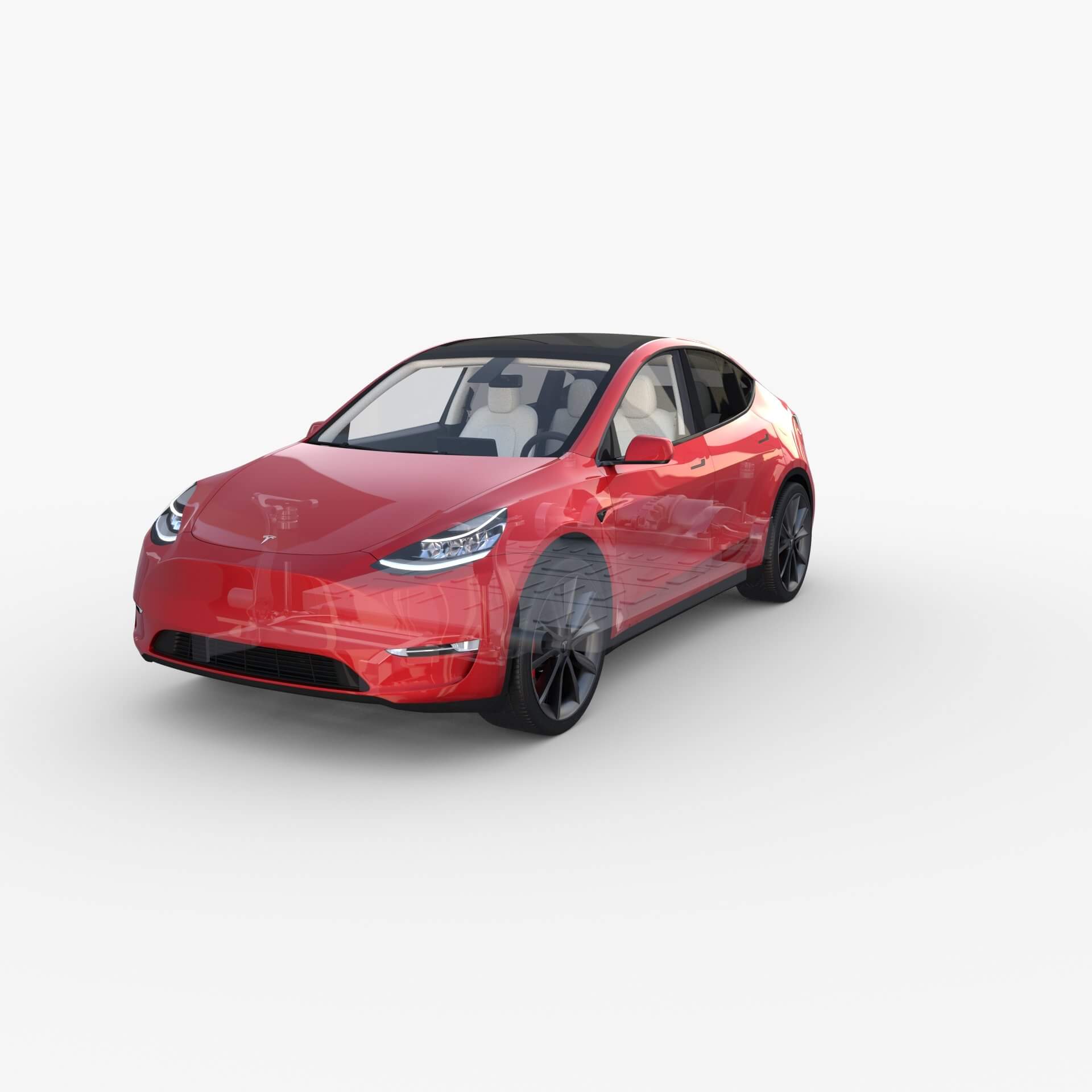 Tesla Model Y RWD Red with Interior and Chassis by dragosburian