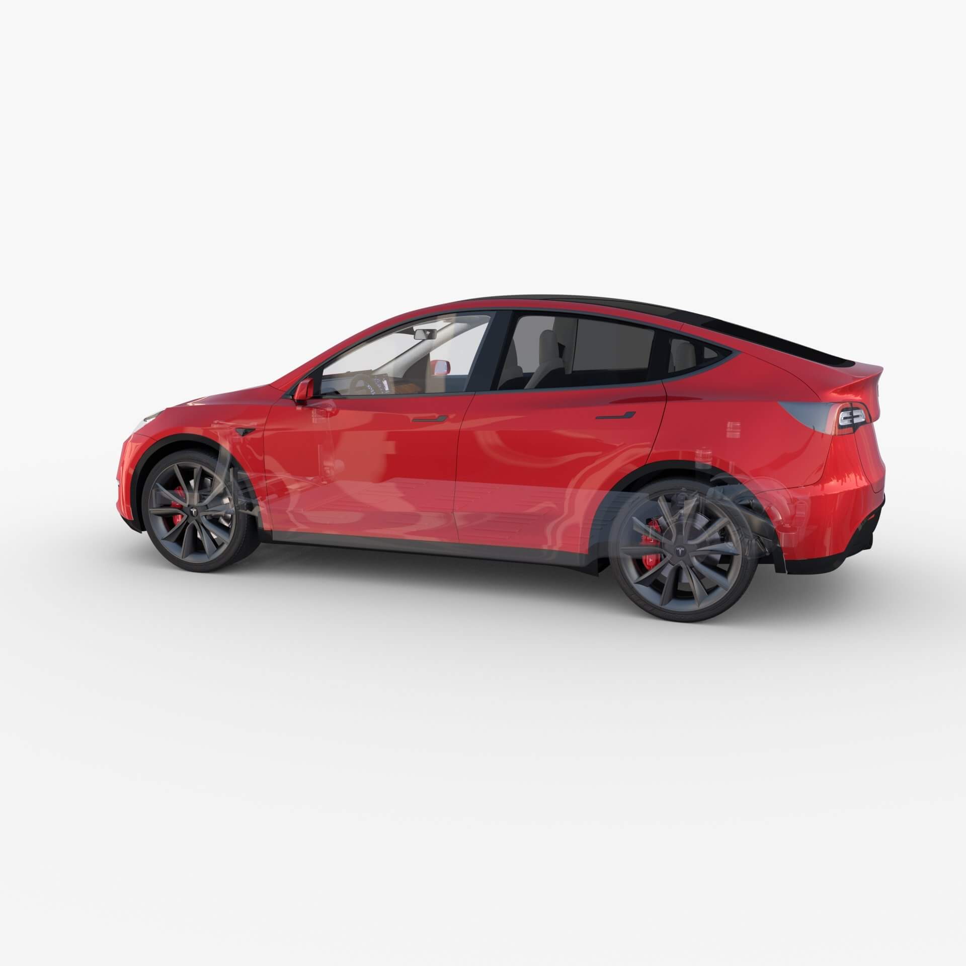 Tesla Model Y RWD Red with Interior and Chassis by dragosburian