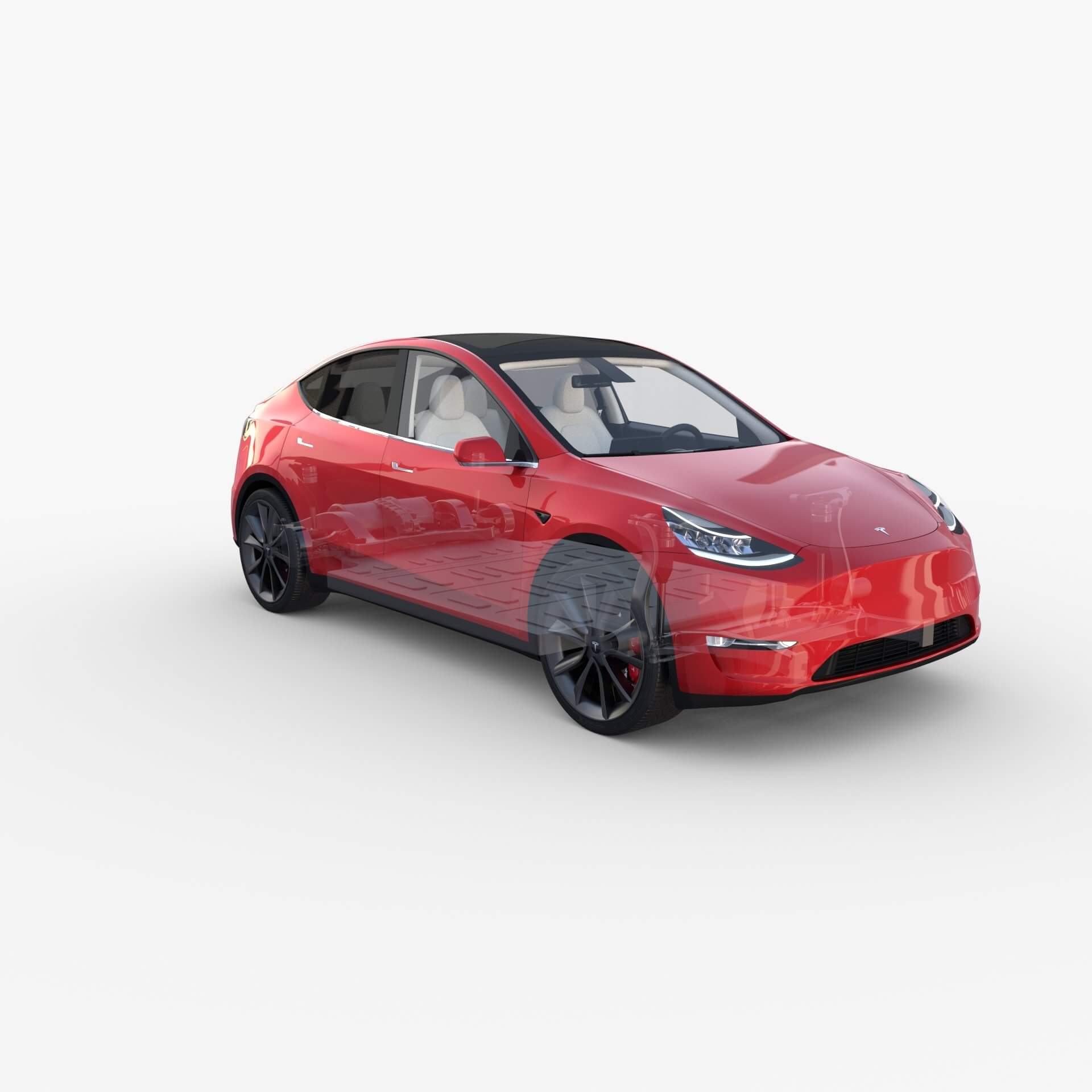Tesla Model Y RWD Red with Interior and Chassis by dragosburian