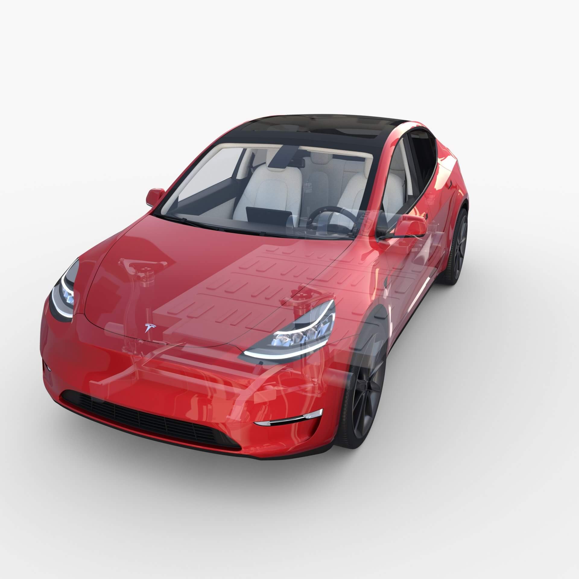 Tesla Model Y RWD Red with Interior and Chassis by dragosburian