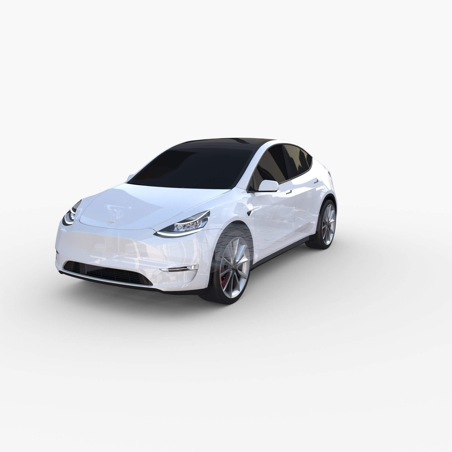 Tesla Model Y RWD White with Chassis by dragosburian