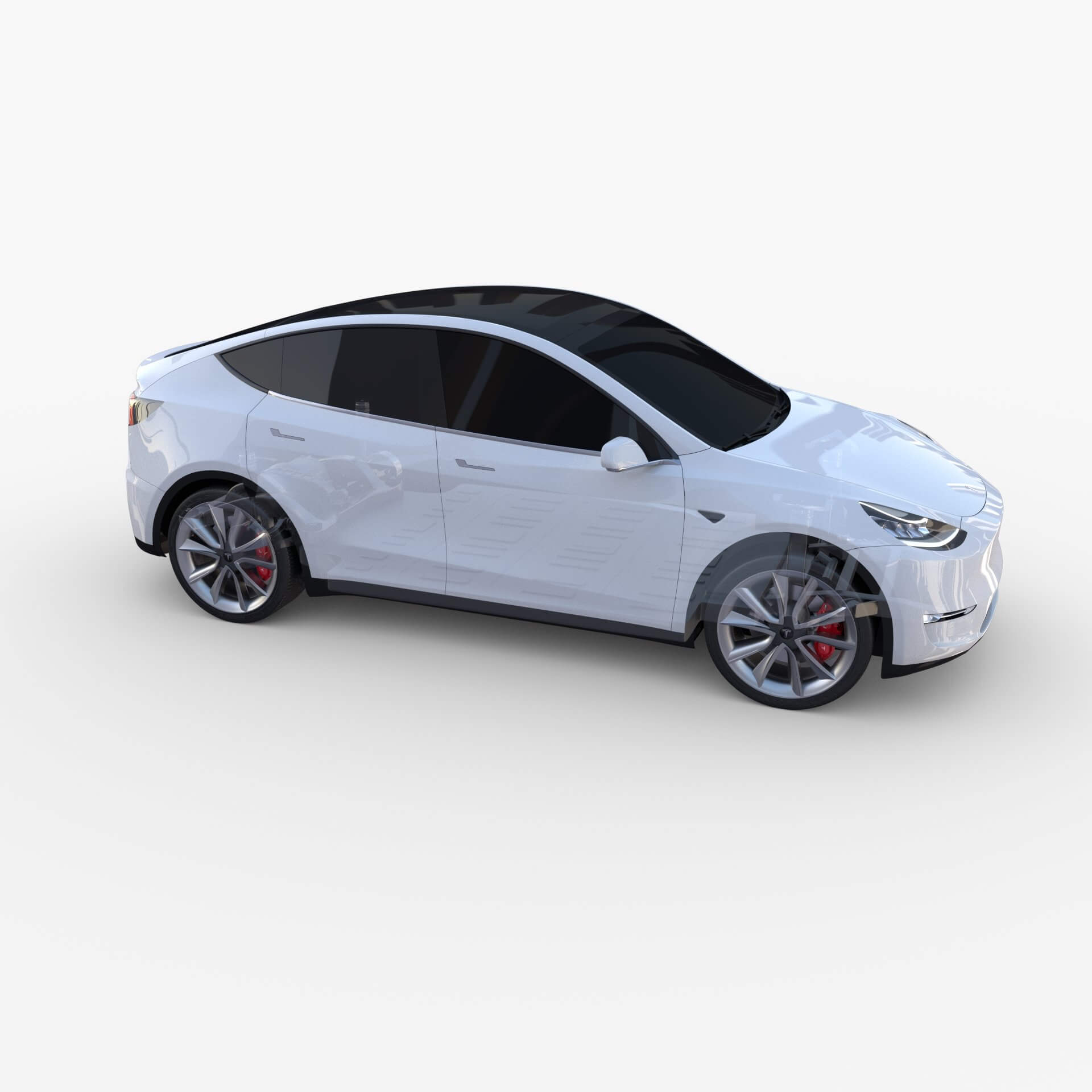 Tesla Model Y RWD White with Chassis by dragosburian