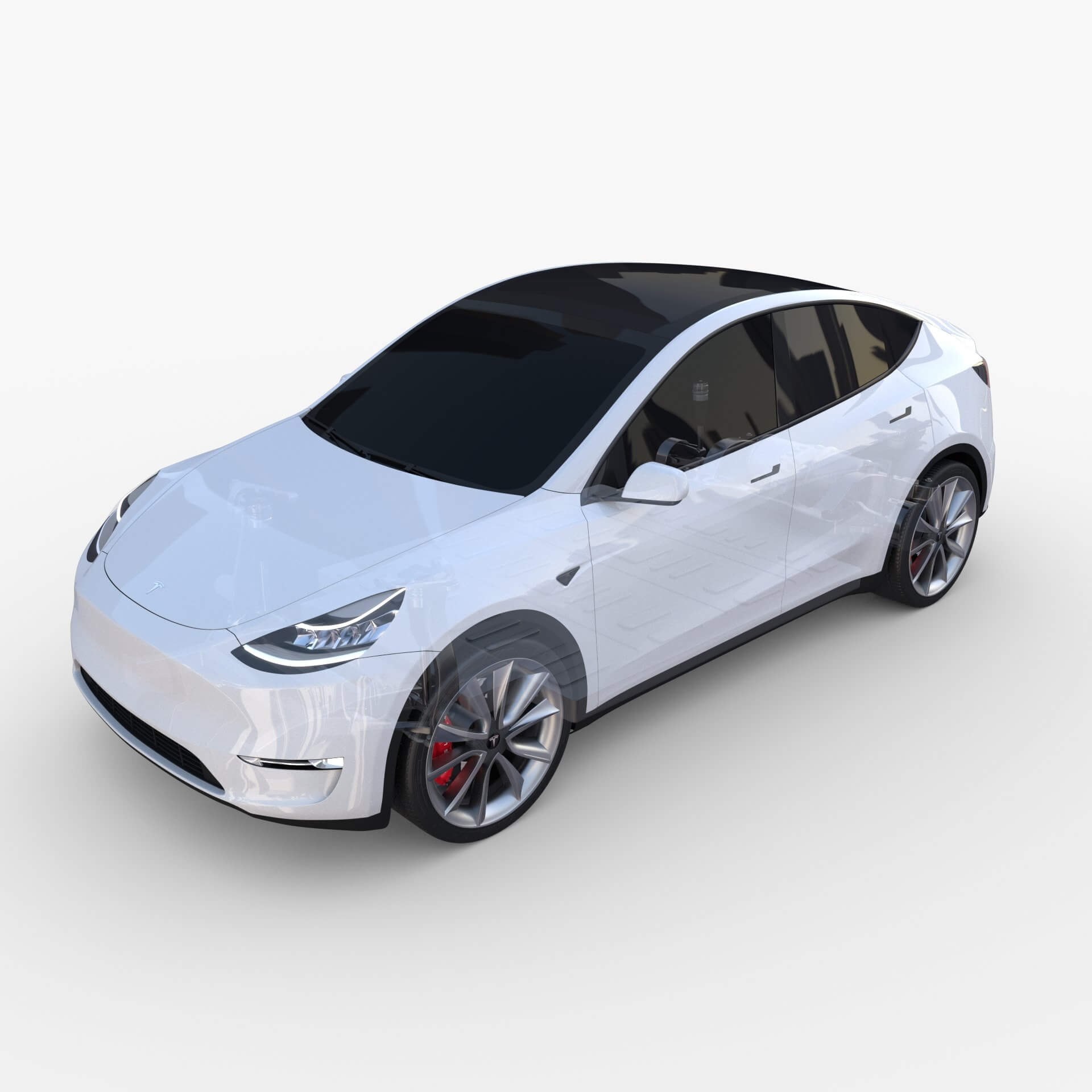 Tesla Model Y RWD White with Chassis by dragosburian