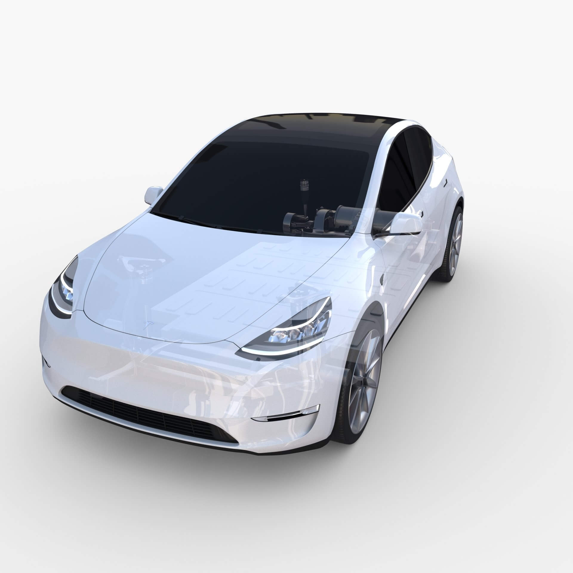 Tesla Model Y RWD White with Chassis by dragosburian