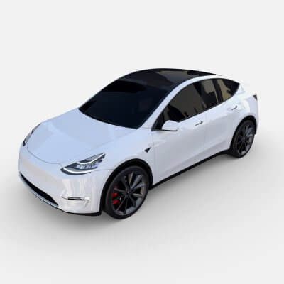 Tesla Model Y RWD White with Chassis by dragosburian