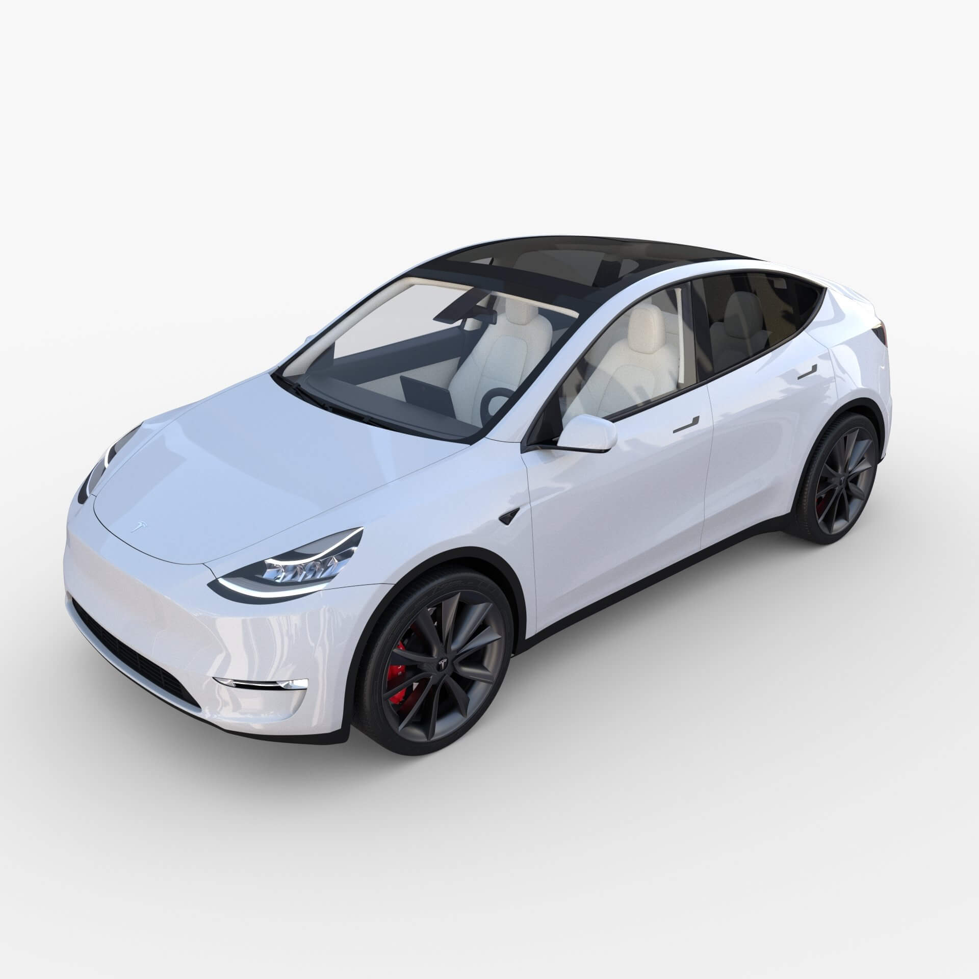 Tesla Model Y RWD White with Interior and Chassis by dragosburian