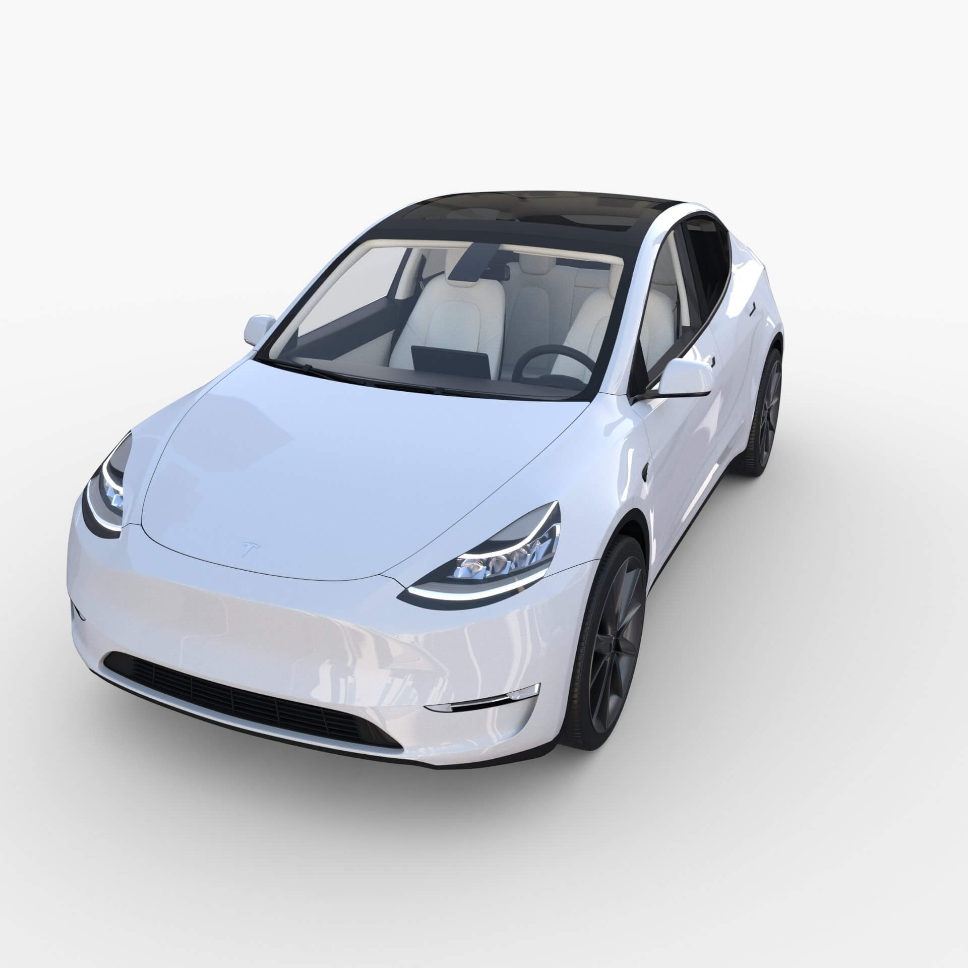 Tesla Model Y RWD White with Interior and Chassis by dragosburian