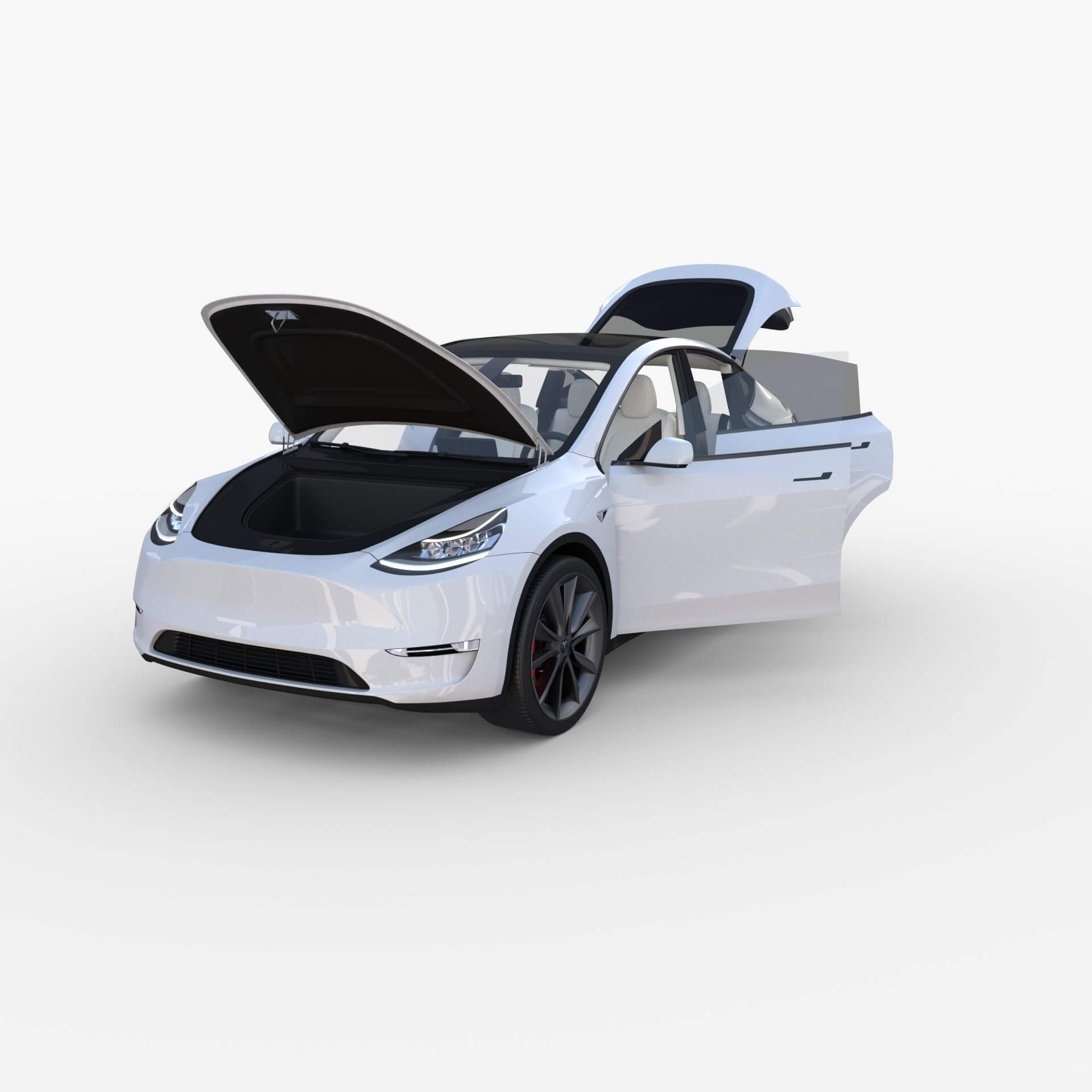 Tesla Model Y RWD White with Interior and Chassis by dragosburian