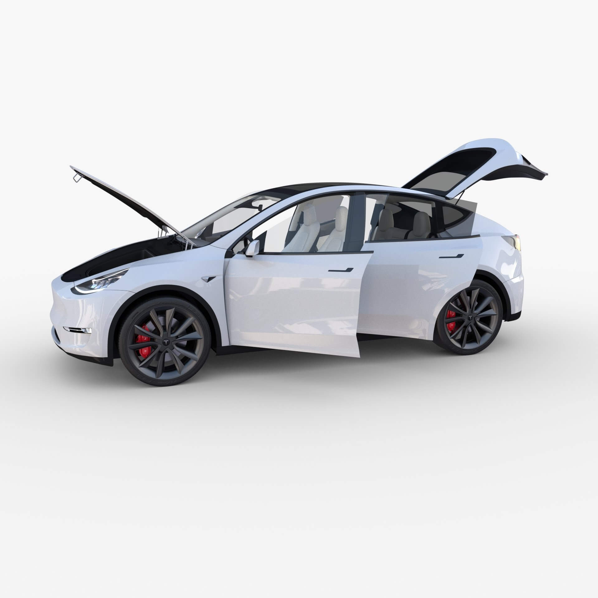 Tesla Model Y RWD White with Interior and Chassis by dragosburian