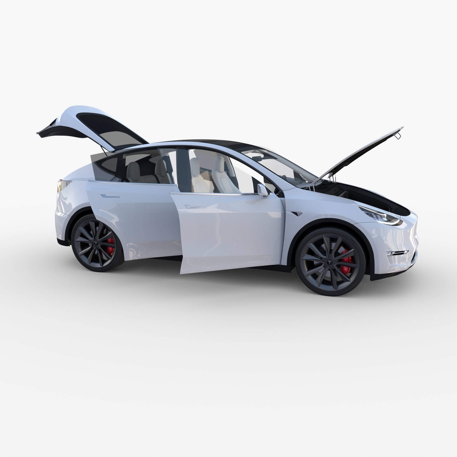 Tesla Model Y RWD White with Interior and Chassis by dragosburian