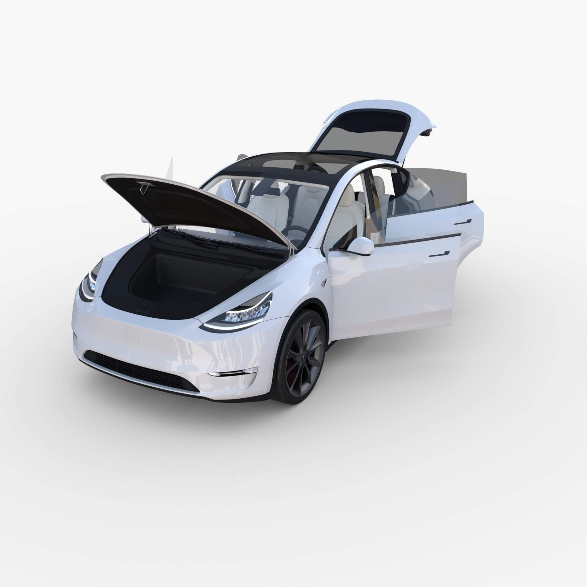 Tesla Model Y RWD White with Interior and Chassis by dragosburian