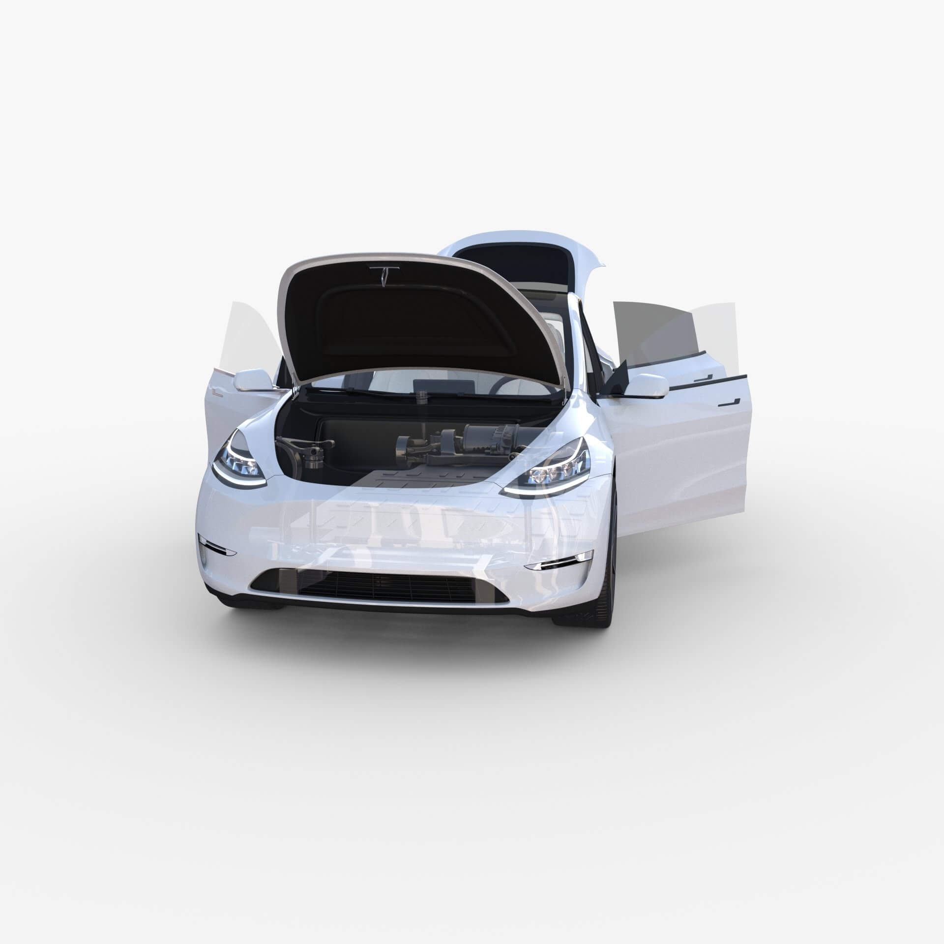 Tesla Model Y RWD White with Interior and Chassis by dragosburian