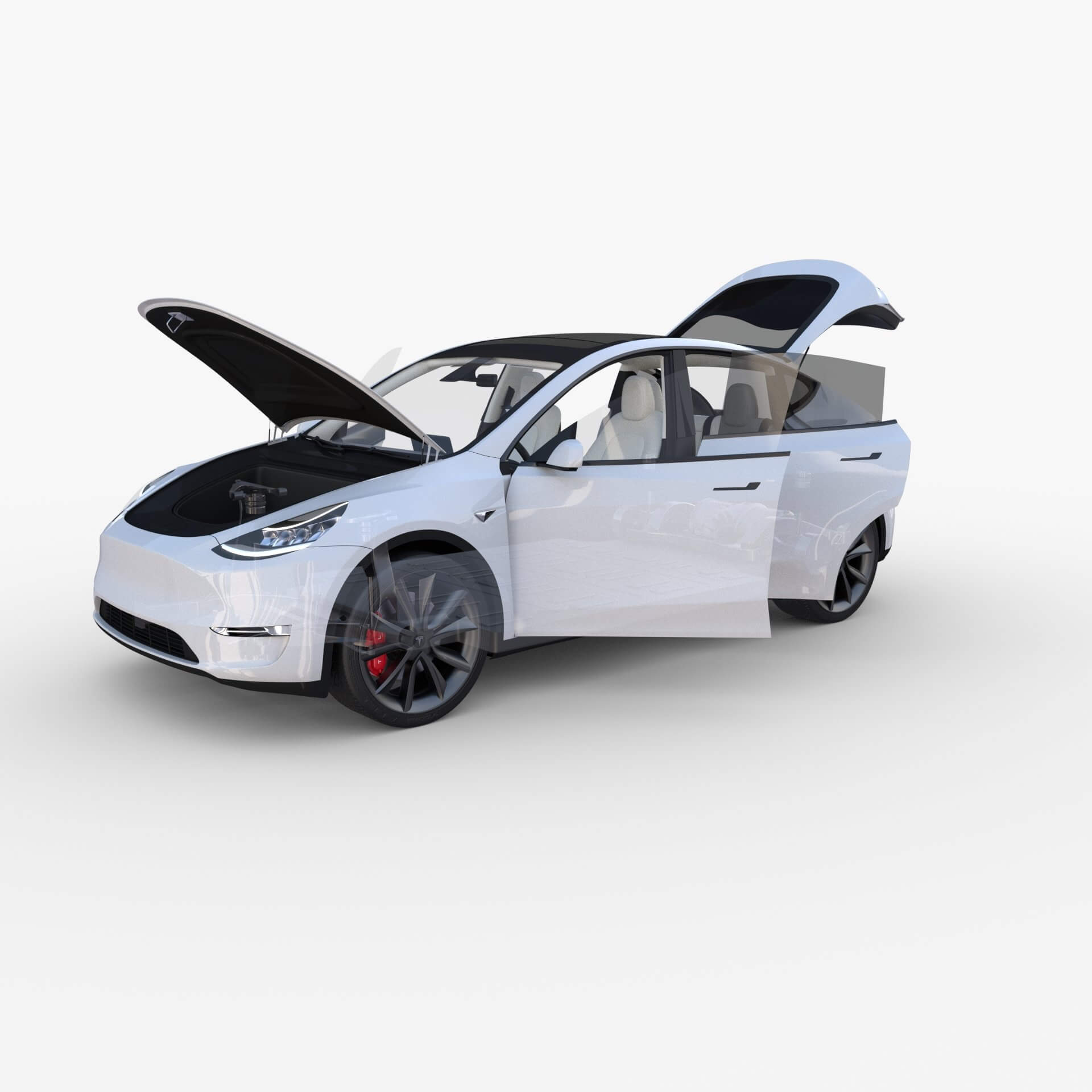 Tesla Model Y RWD White with Interior and Chassis by dragosburian