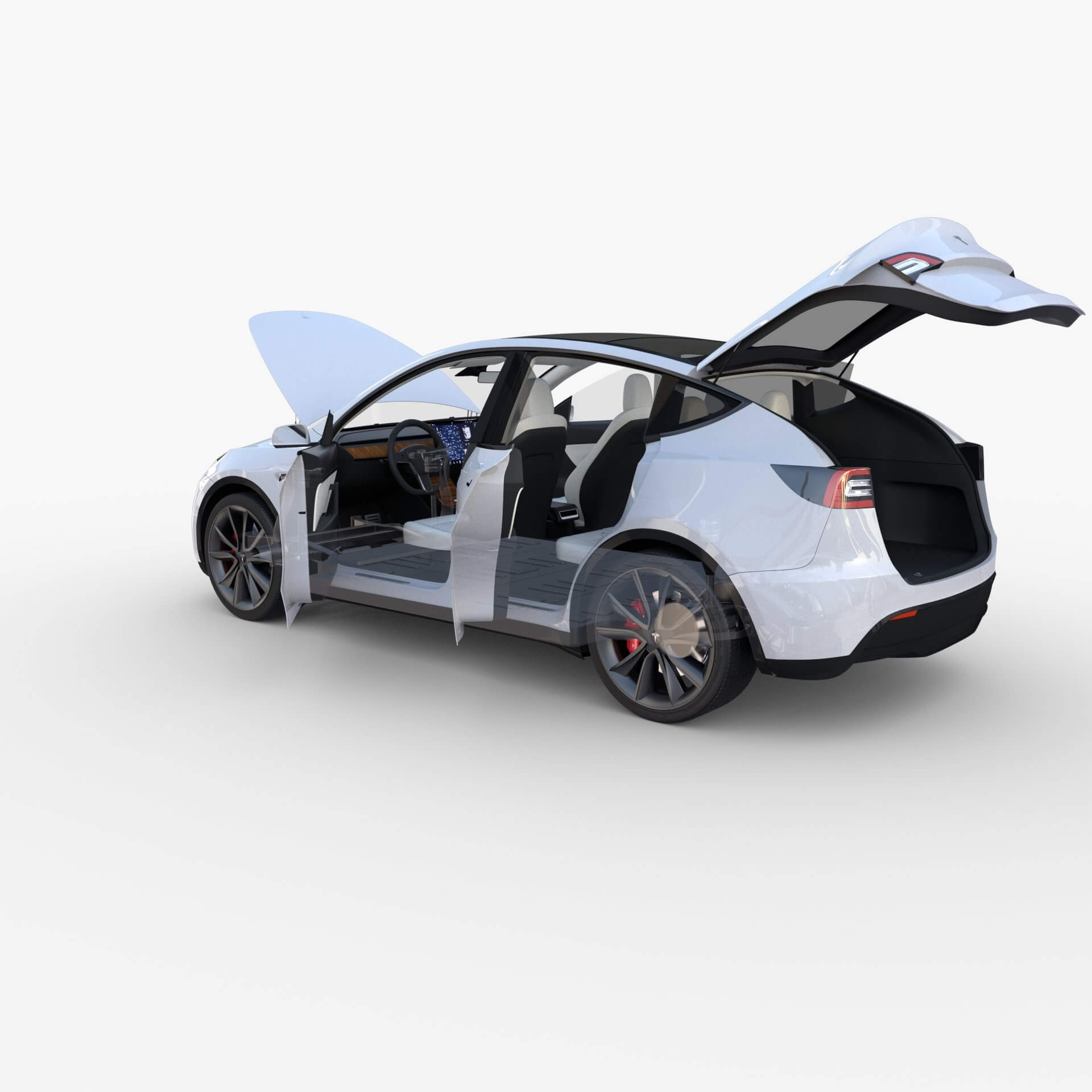 Tesla Model Y RWD White with Interior and Chassis by dragosburian