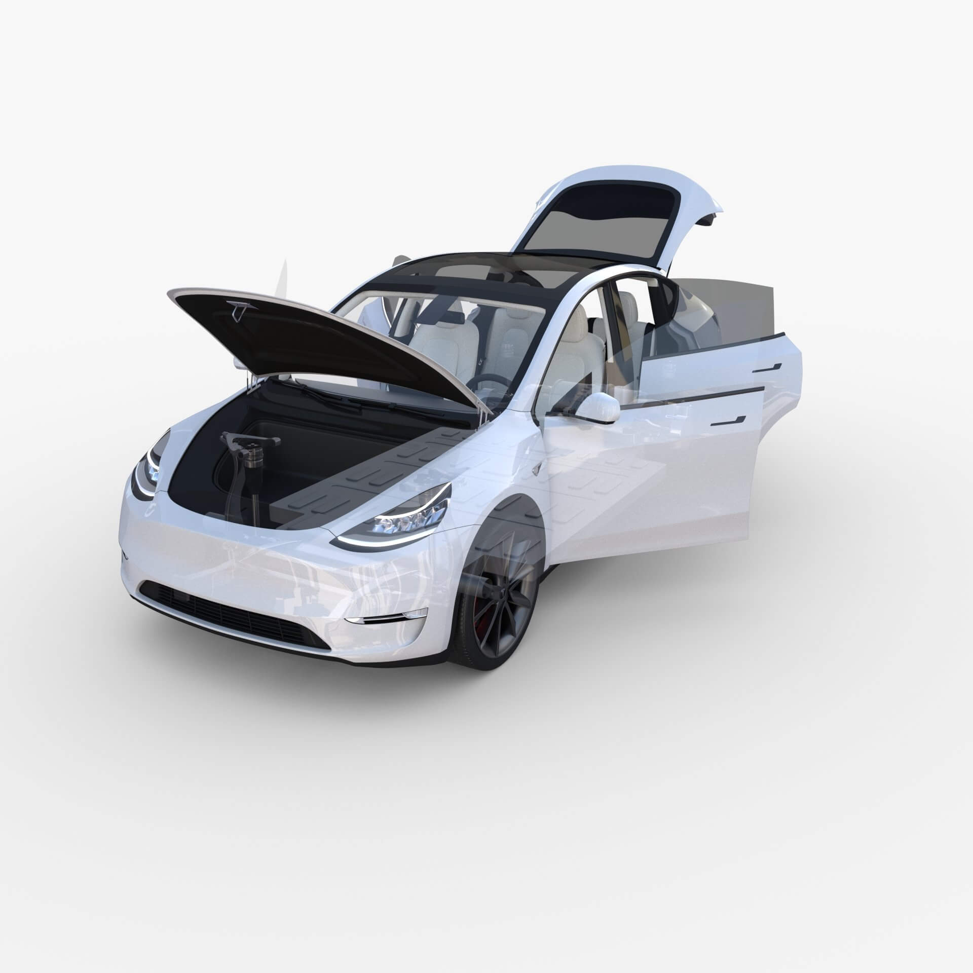 Tesla Model Y RWD White with Interior and Chassis by dragosburian