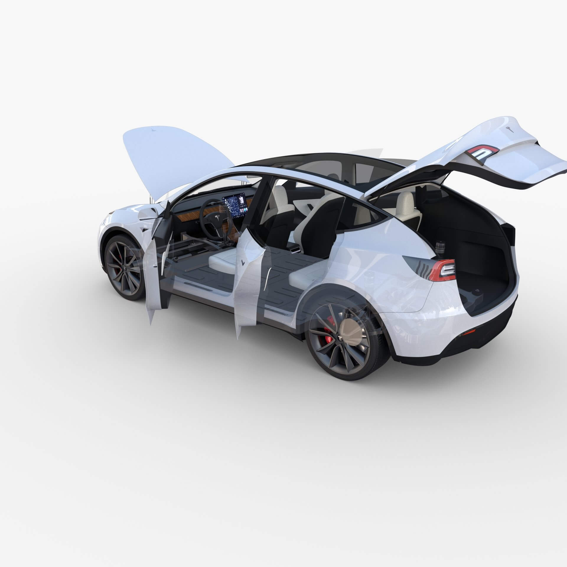 Tesla Model Y RWD White with Interior and Chassis by dragosburian
