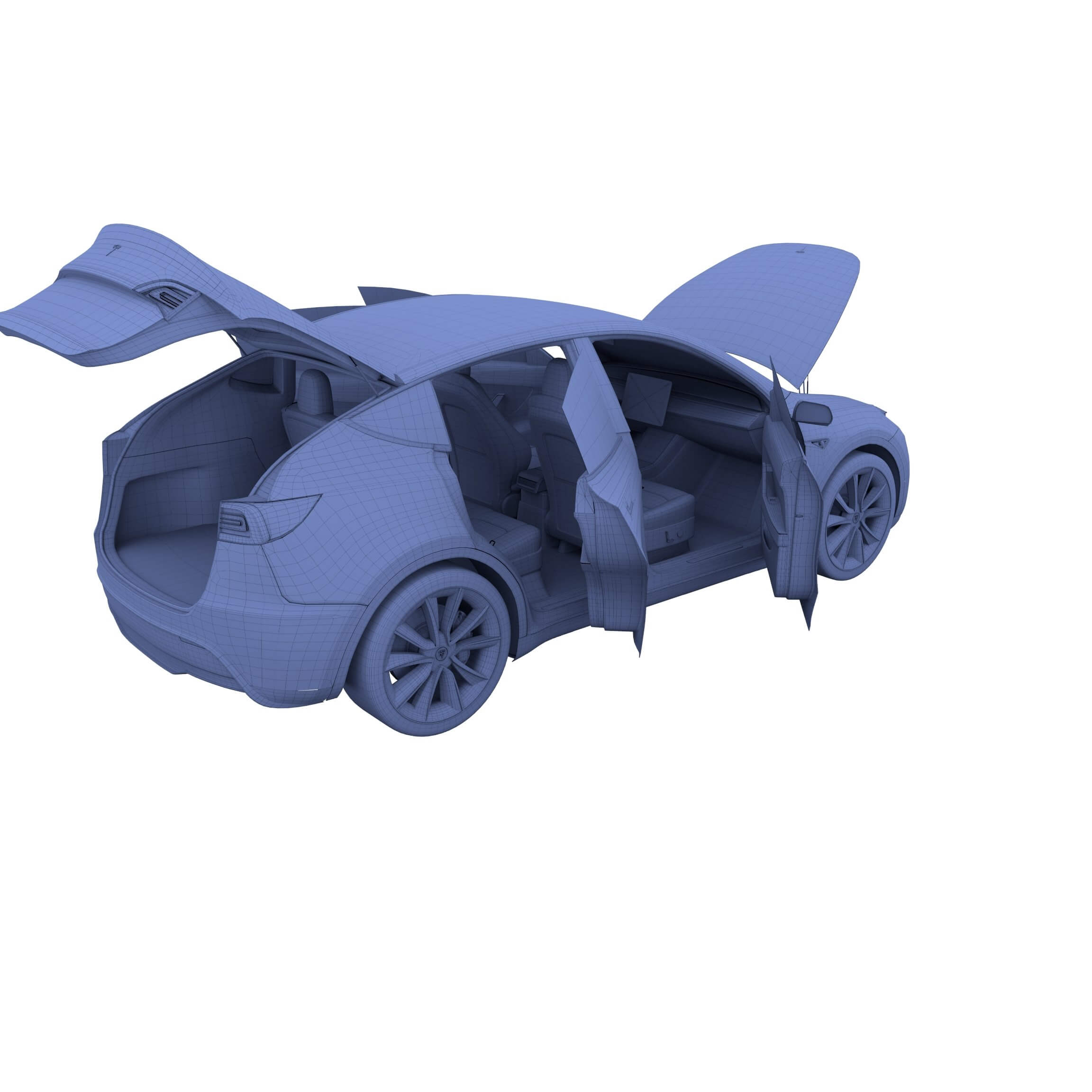 Tesla Model Y RWD White with Interior and Chassis by dragosburian