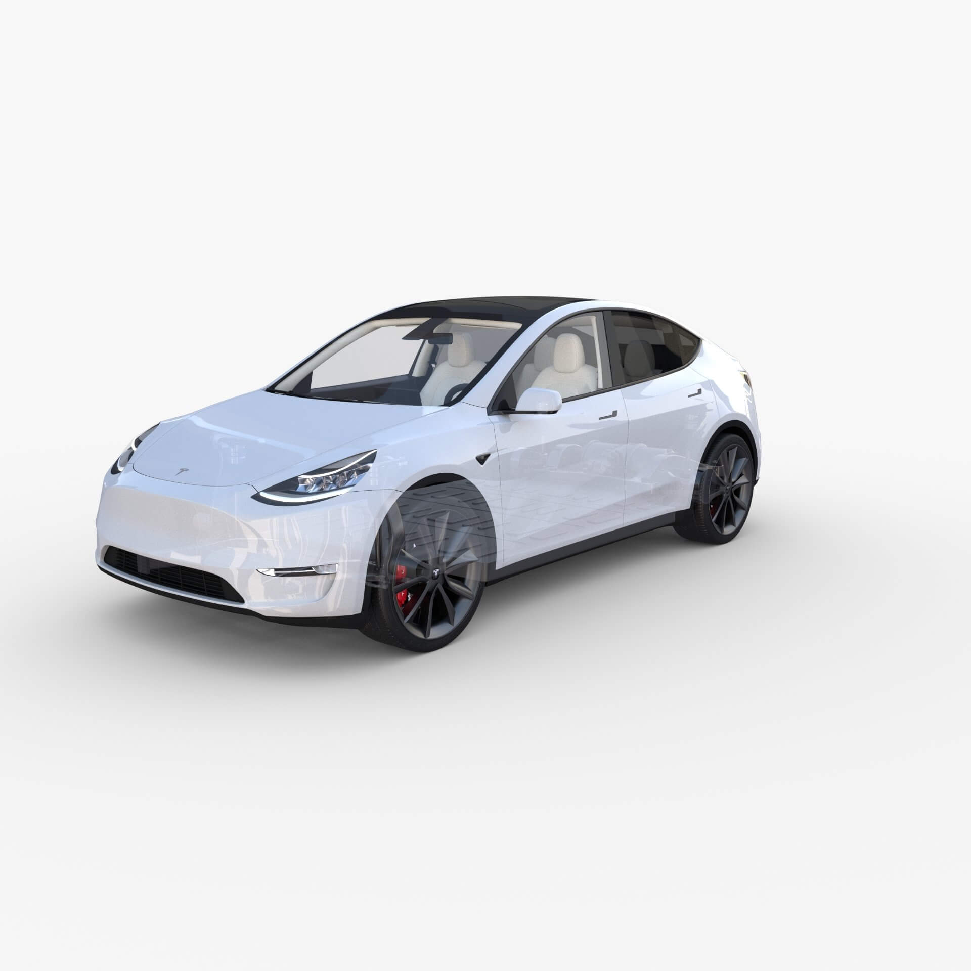 Tesla Model Y RWD White with Interior and Chassis by dragosburian