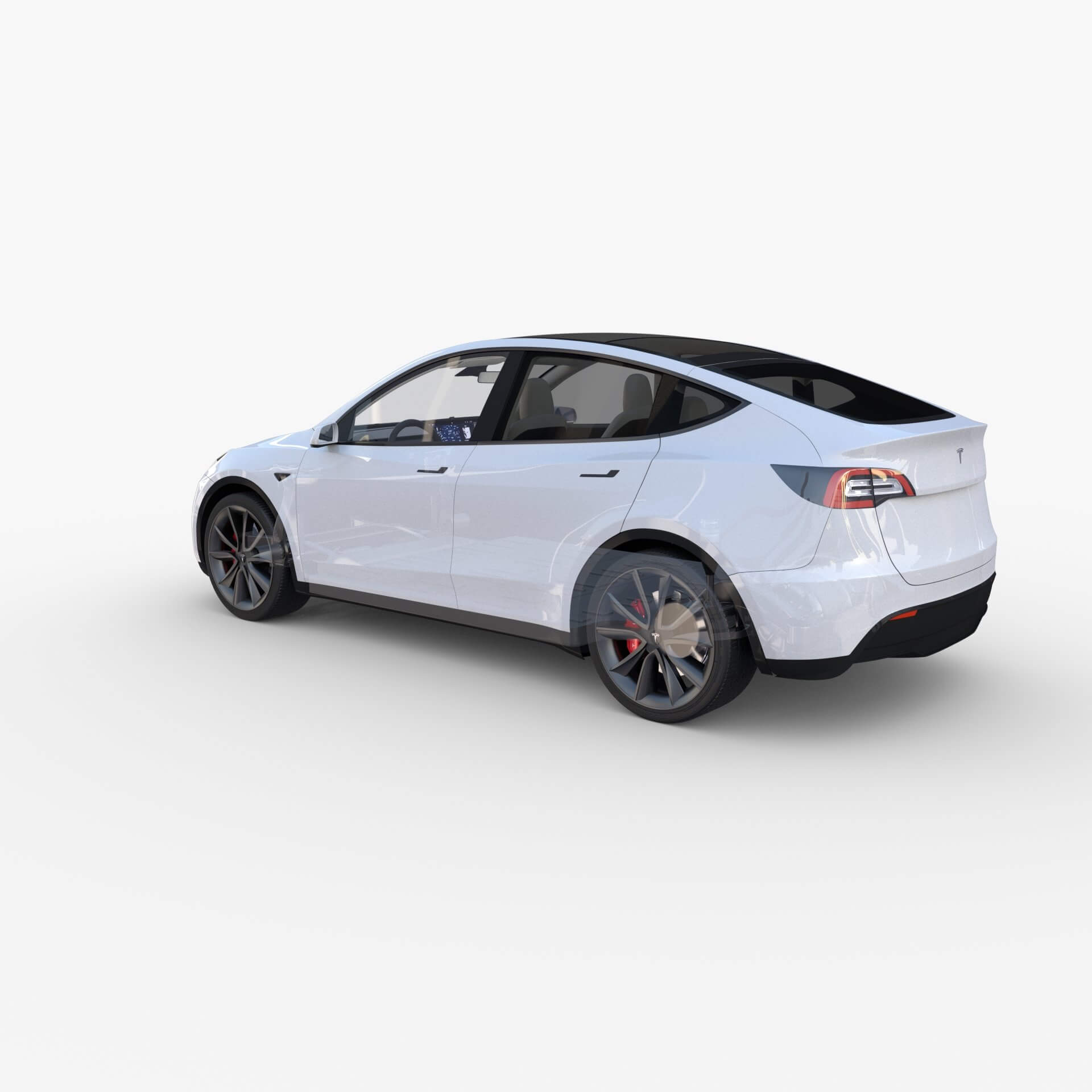 Tesla Model Y RWD White with Interior and Chassis by dragosburian