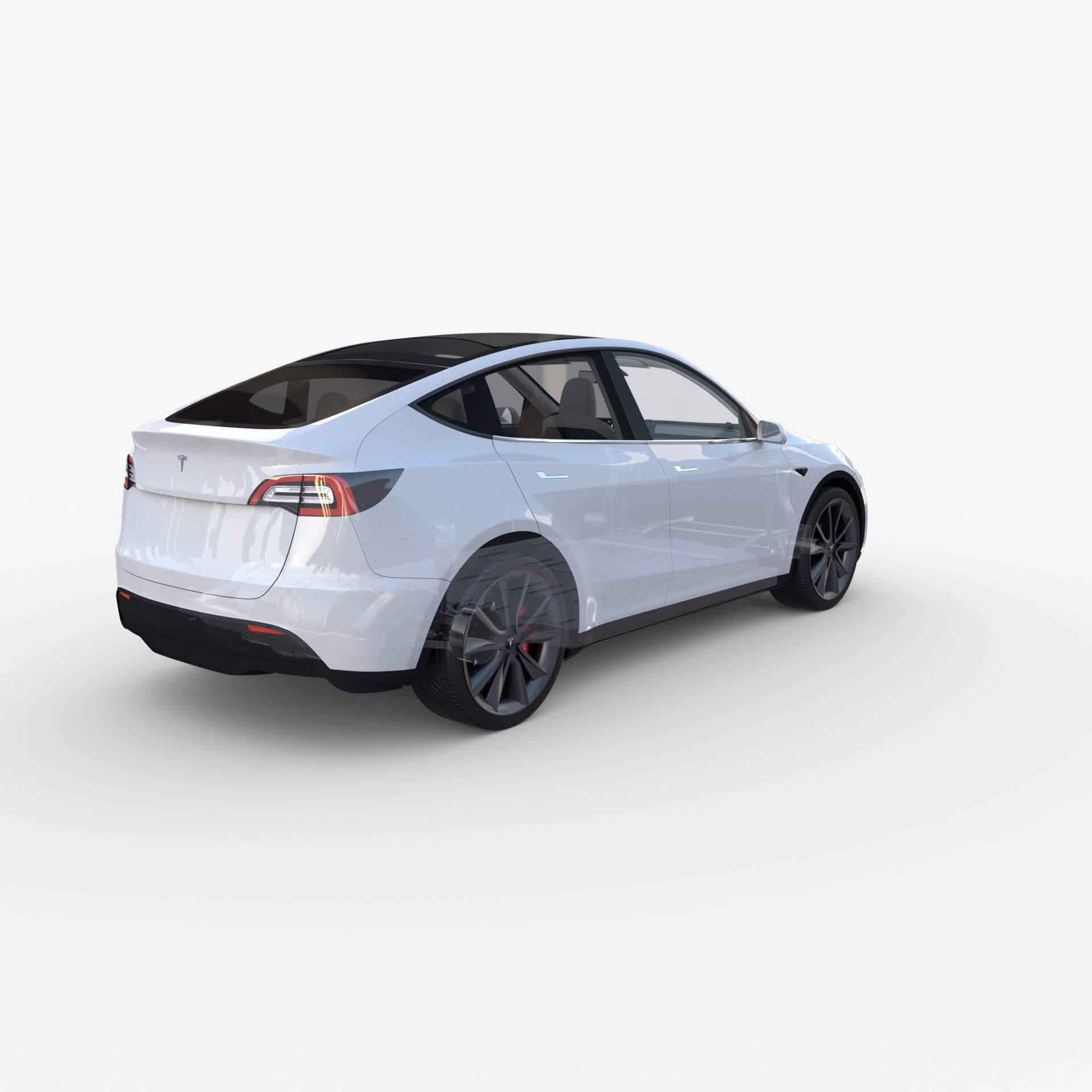 Tesla Model Y RWD White with Interior and Chassis by dragosburian