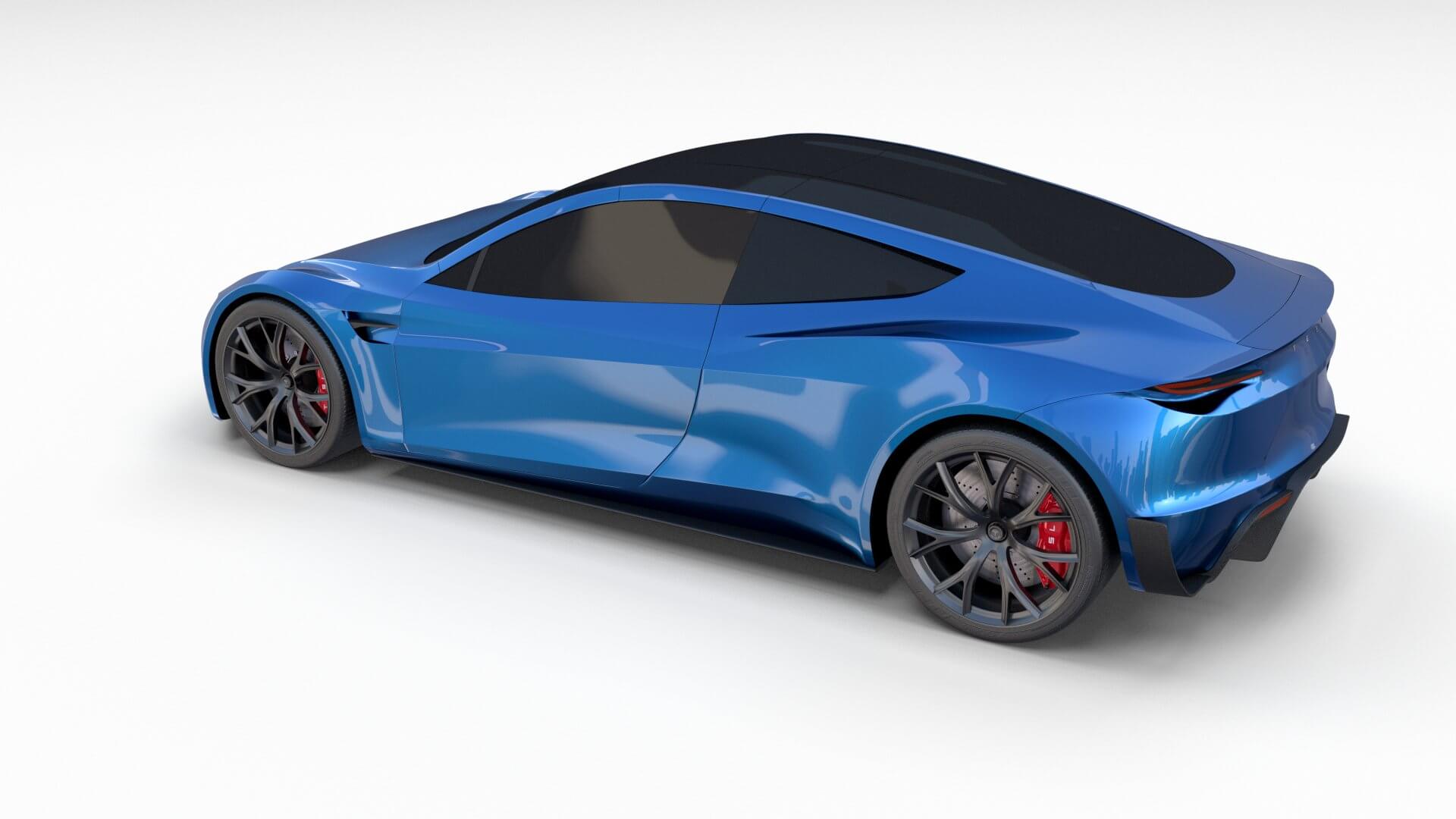 Tesla Roadster Electric Blue - 3D Model by dragosburian