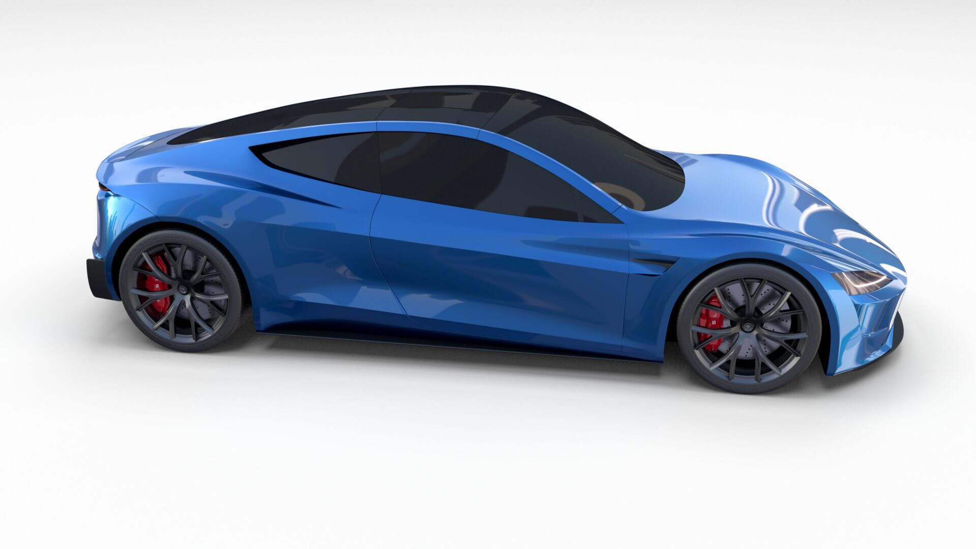 Tesla Roadster Electric Blue - 3D Model by dragosburian