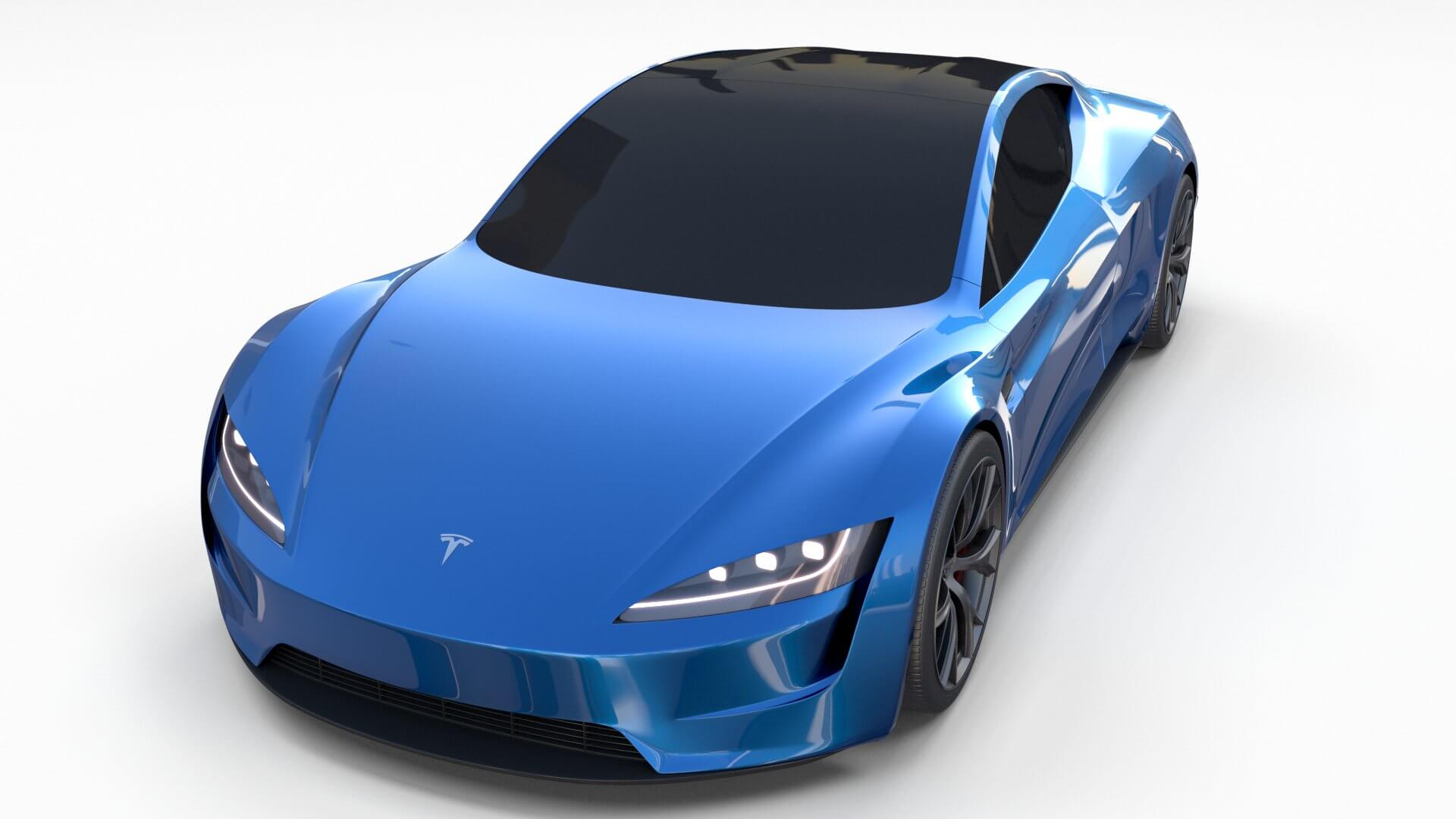 Tesla Roadster Electric Blue - 3D Model by dragosburian