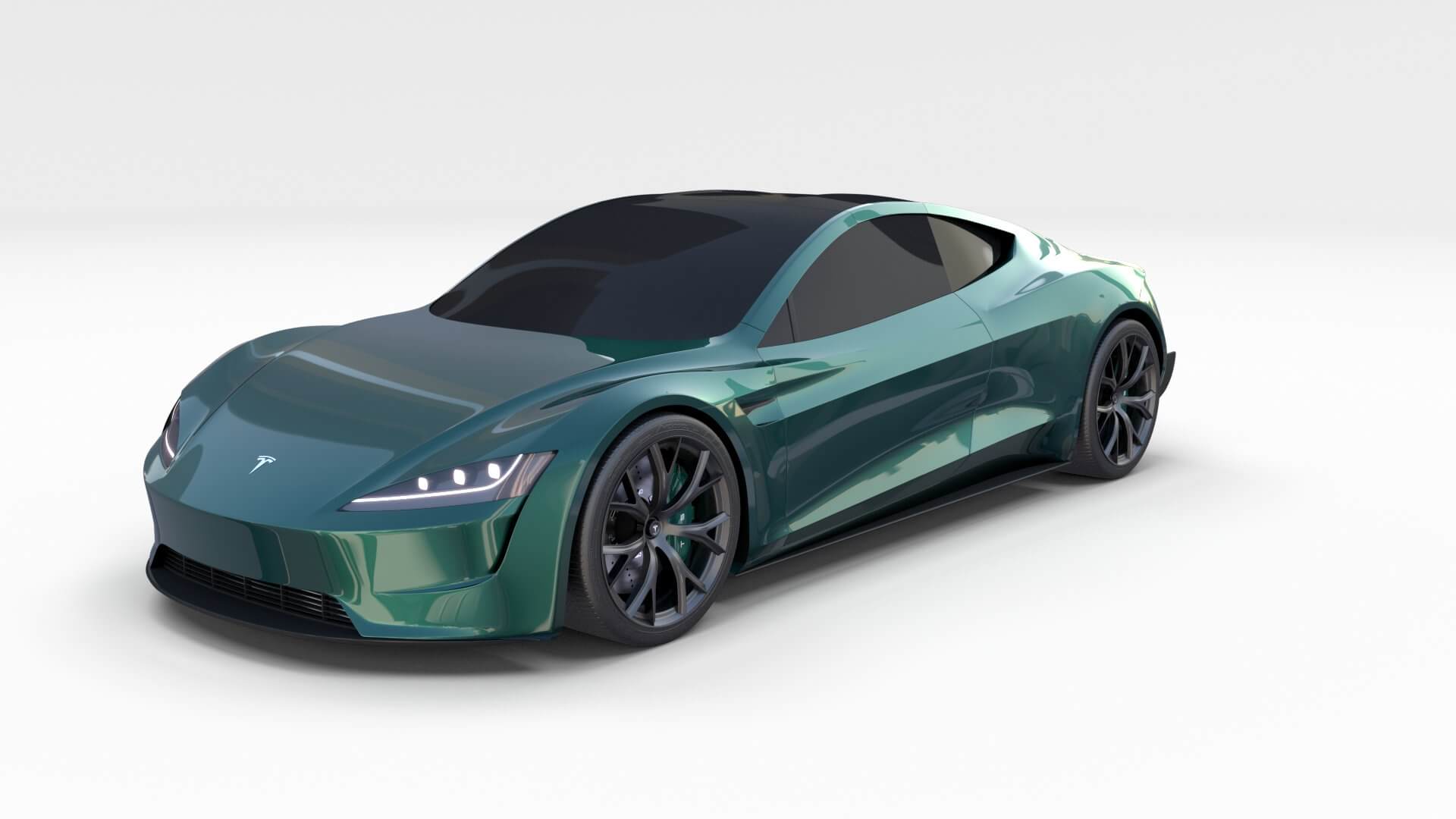 Tesla Roadster Green - 3D Model by dragosburian