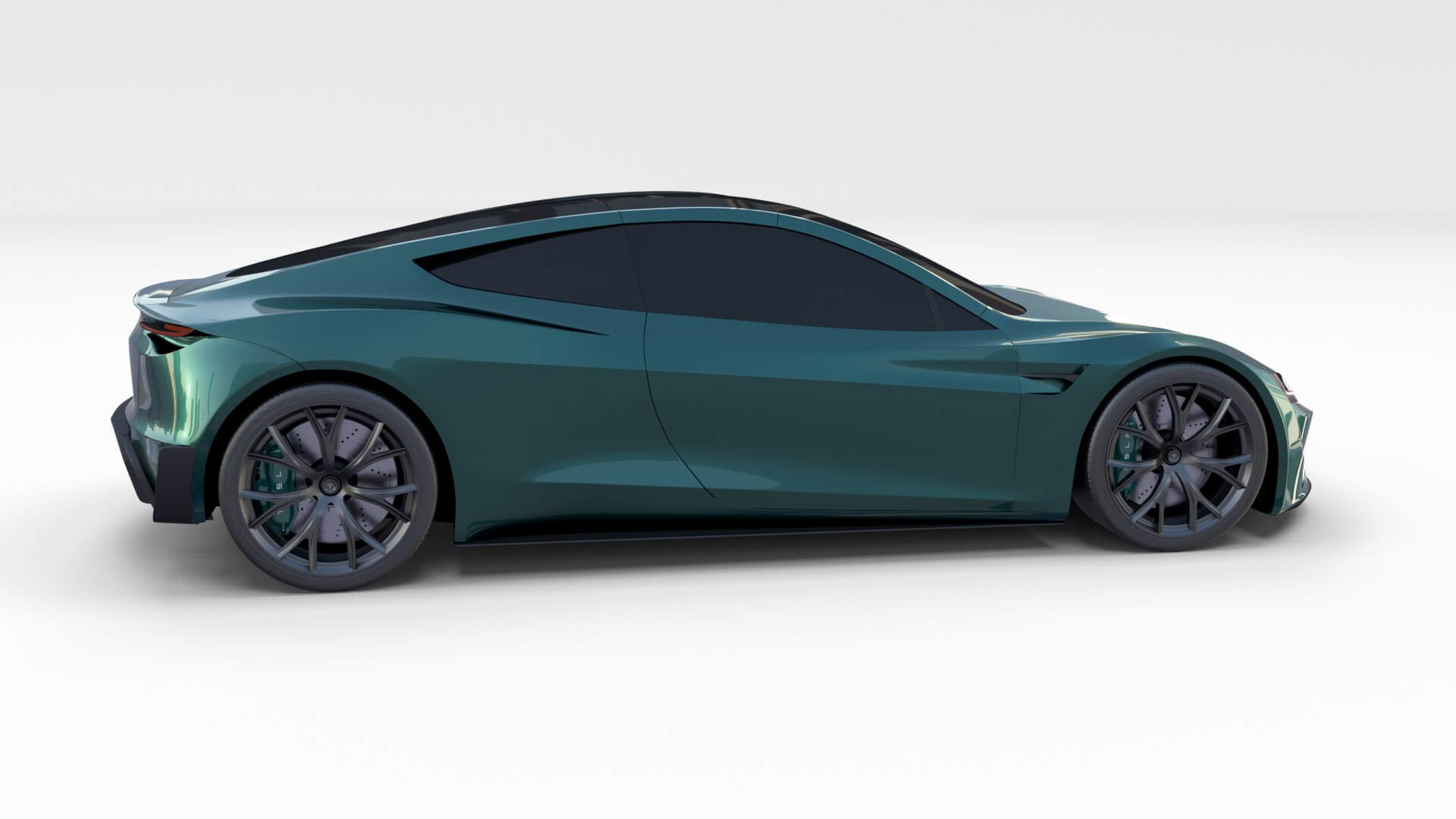 Tesla Roadster Green - 3D Model by dragosburian