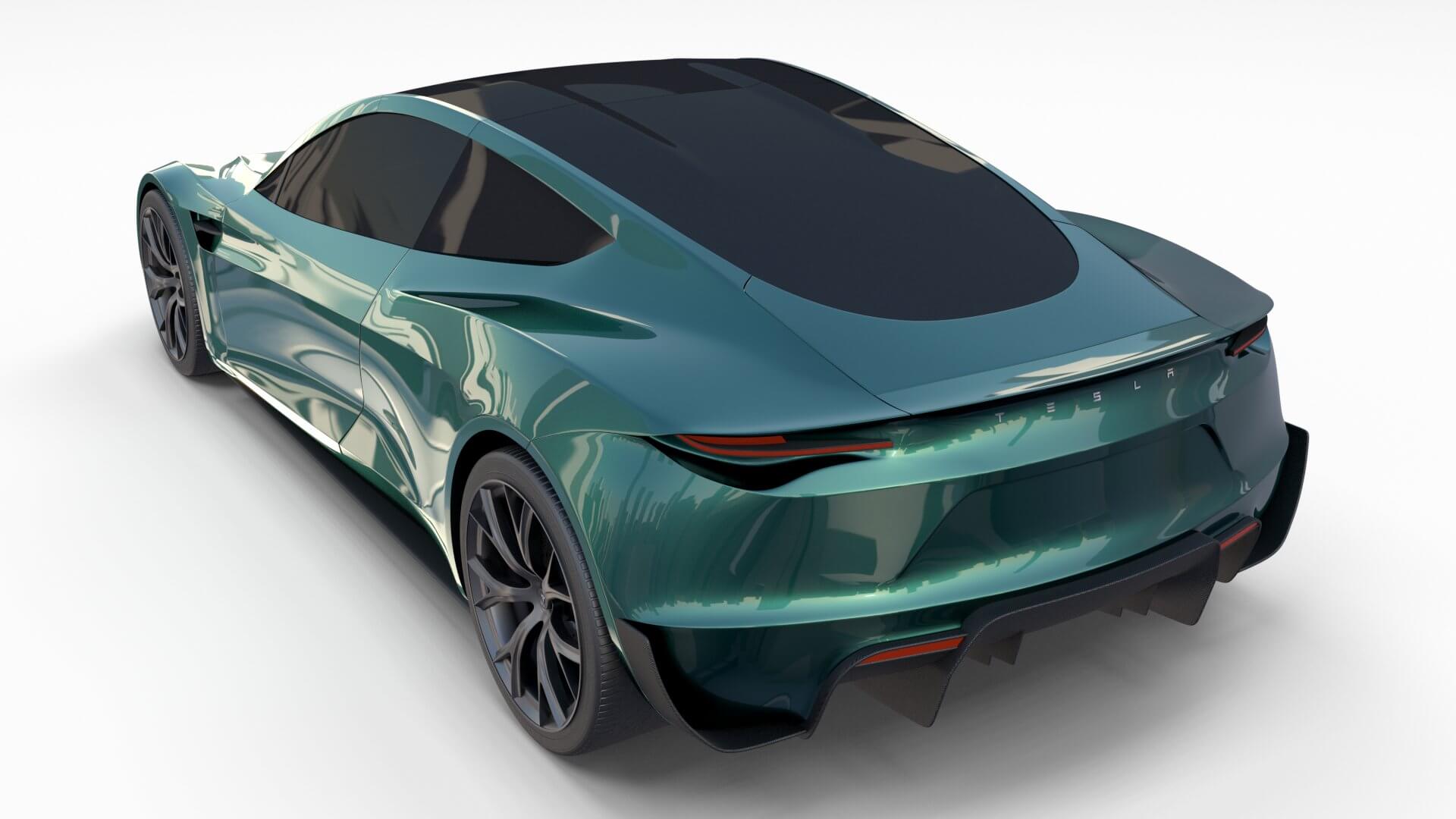 Tesla Roadster Green - 3D Model by dragosburian