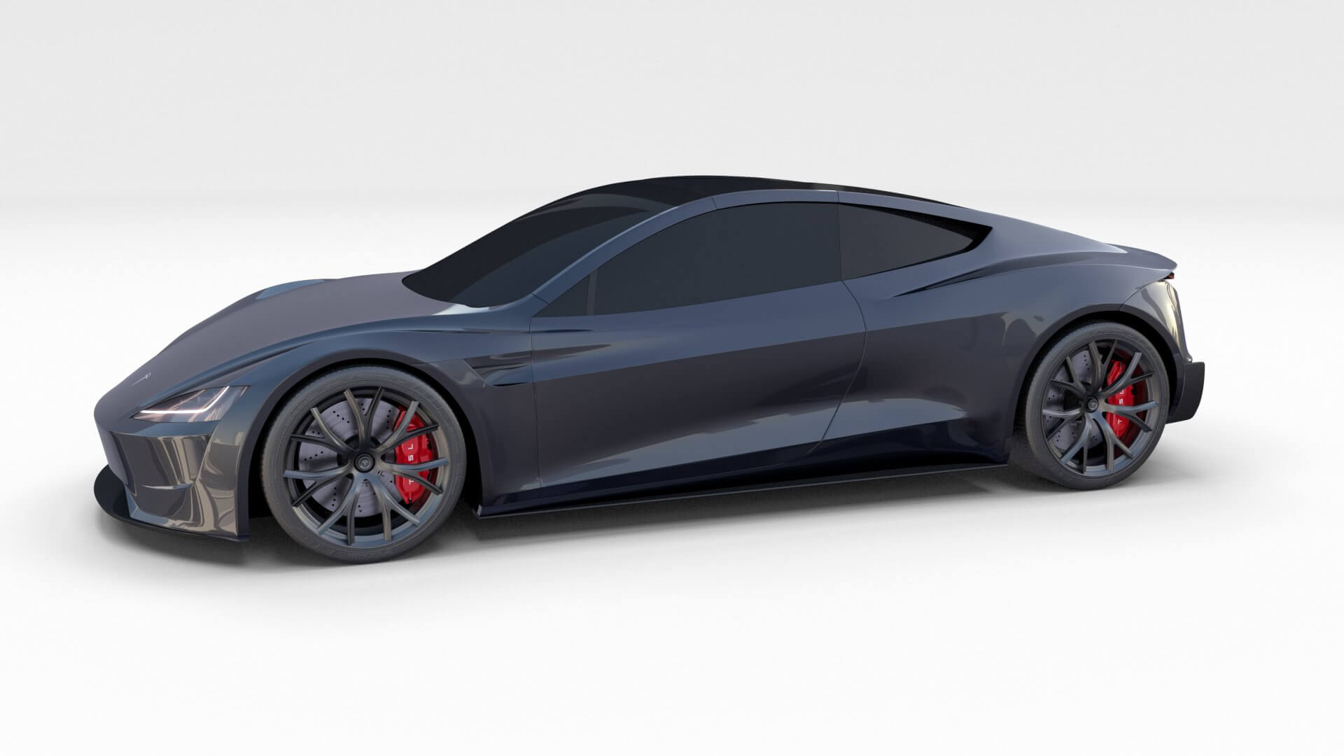 Tesla Roadster Midnight Silver - 3D Model by dragosburian