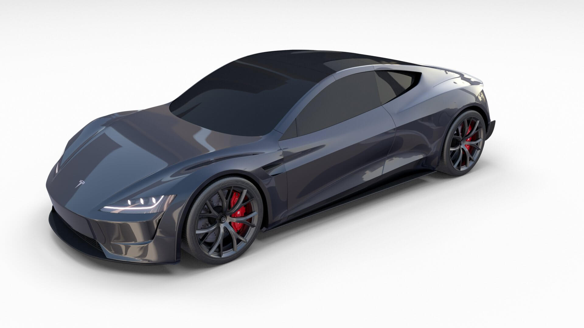 Tesla Roadster Midnight Silver - 3D Model by dragosburian