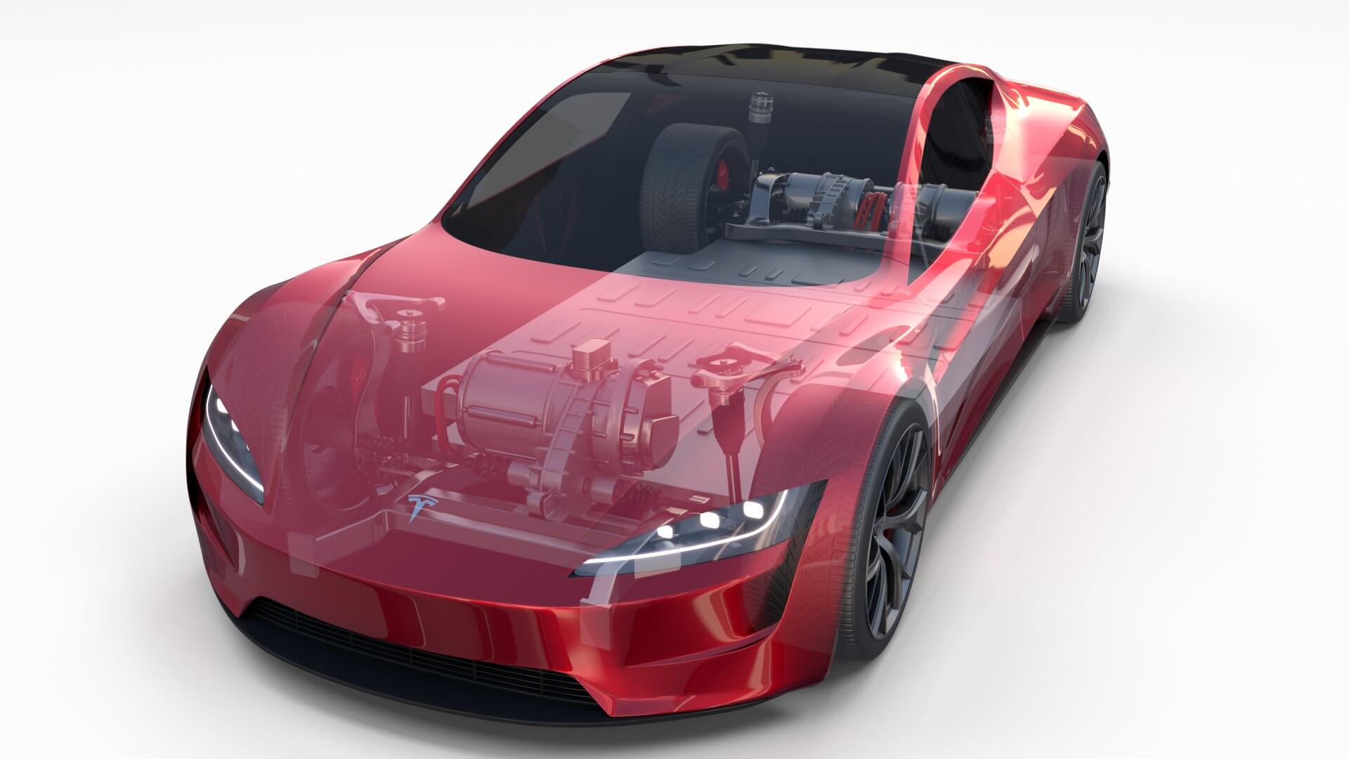 Tesla Roadster with Chassis - 3D Model by dragosburian