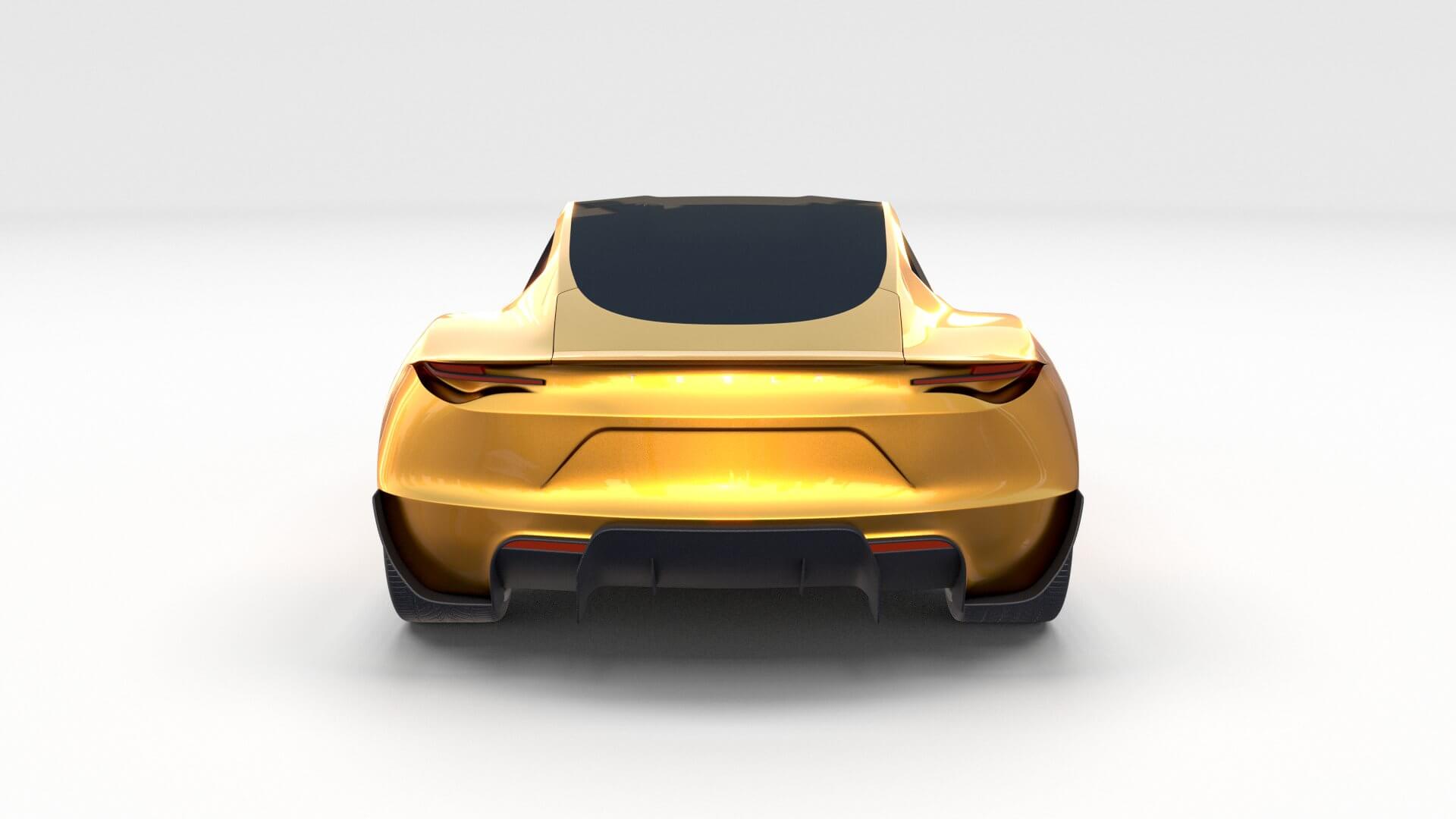 Tesla Roadster Yellow with Chassis - 3D Model by dragosburian