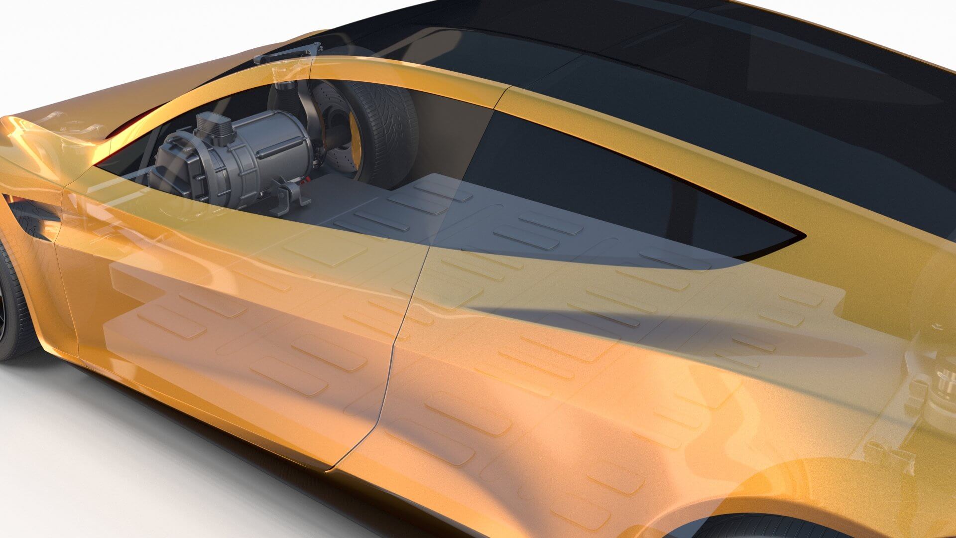 Tesla Roadster Yellow with Chassis - 3D Model by dragosburian