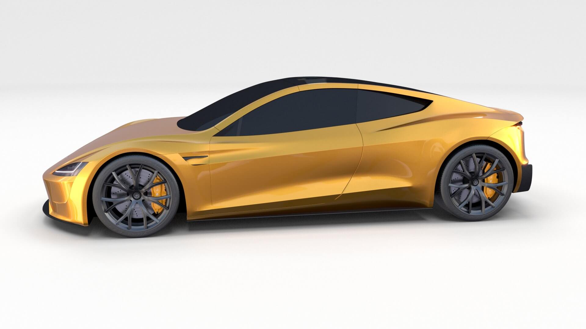 Tesla Roadster Yellow - 3D Model by dragosburian