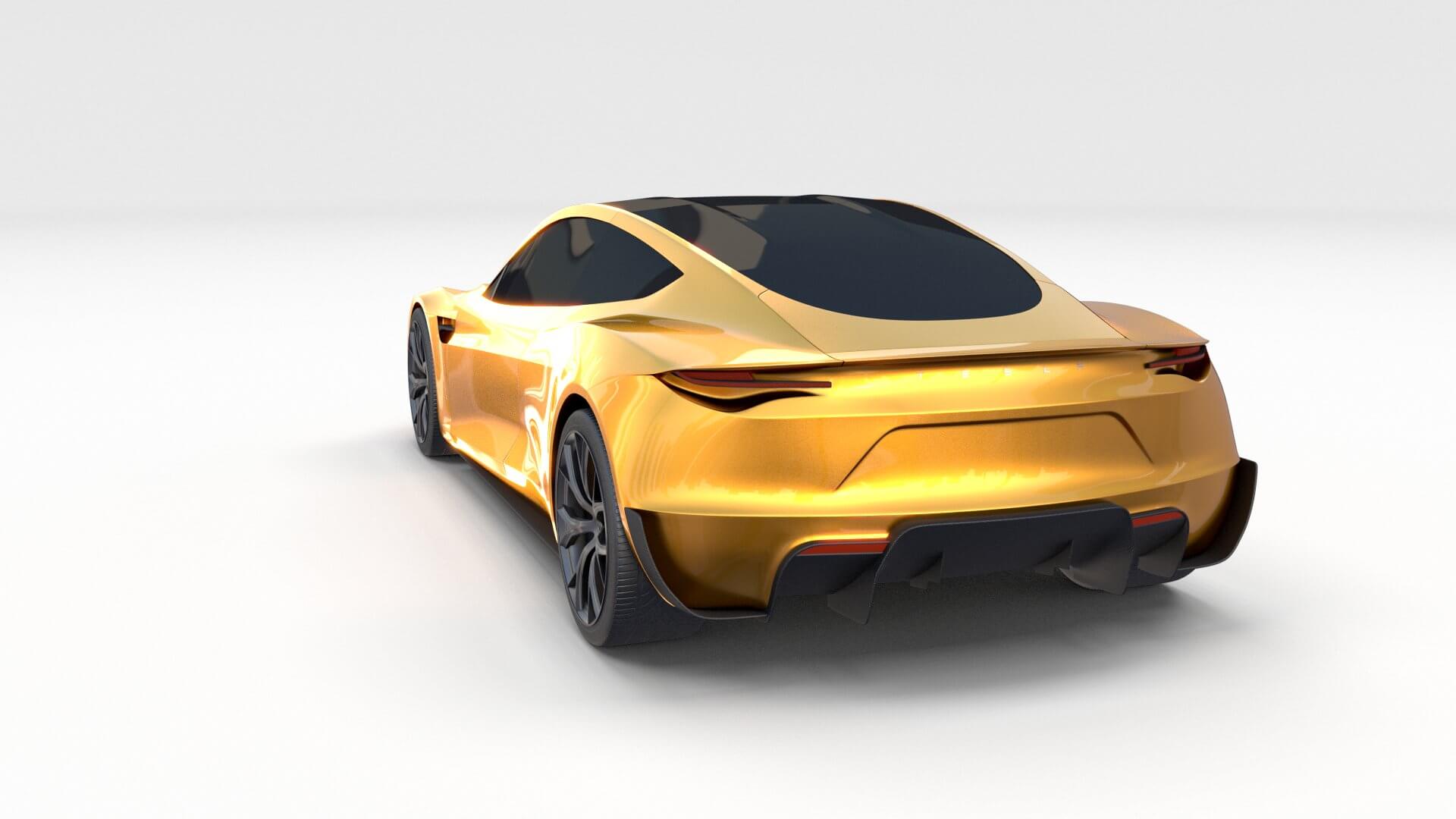 Tesla Roadster Yellow - 3D Model by dragosburian