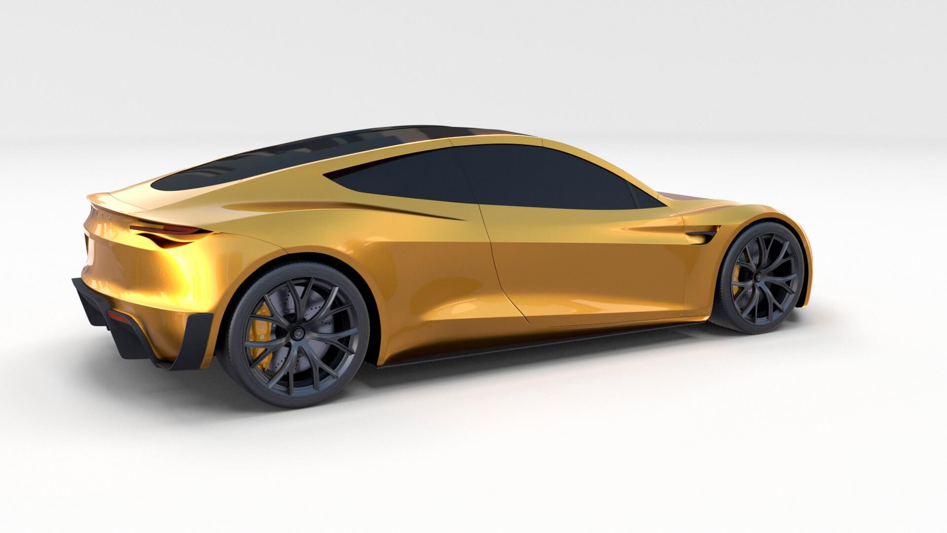Tesla Roadster Yellow - 3D Model by dragosburian