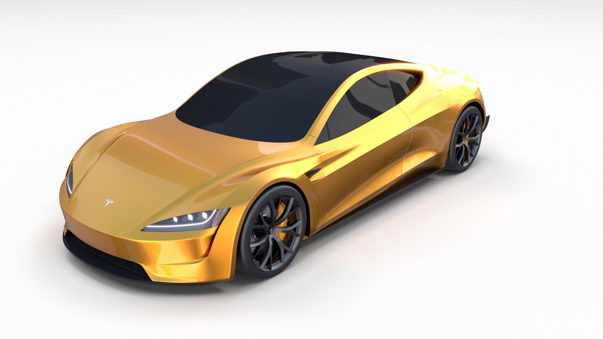 Tesla Roadster Yellow - 3D Model by dragosburian