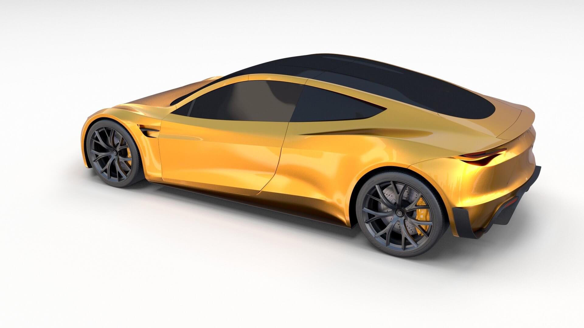 Tesla Roadster Yellow - 3D Model by dragosburian