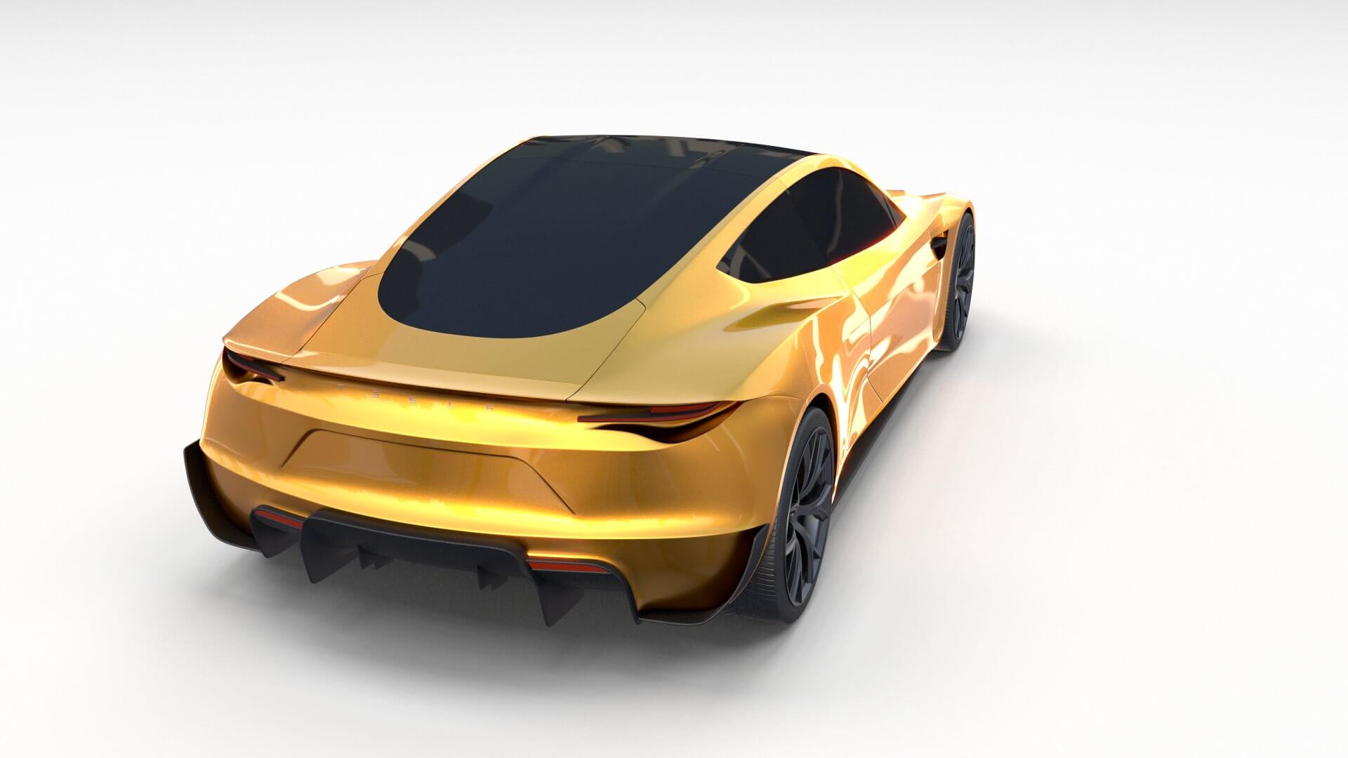 Tesla Roadster Yellow - 3D Model by dragosburian