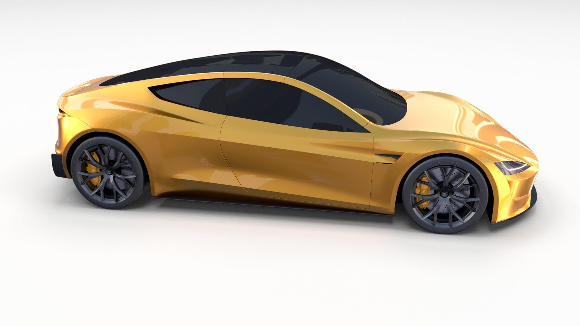 Tesla Roadster Yellow - 3D Model by dragosburian