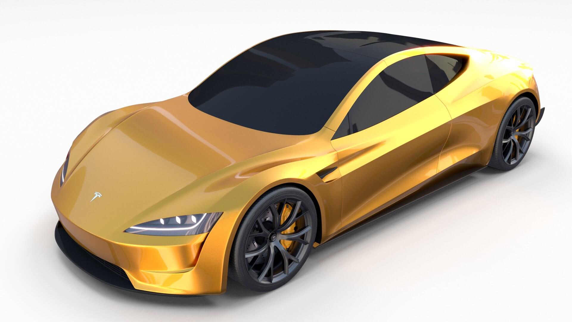 Tesla Roadster Yellow - 3D Model by dragosburian