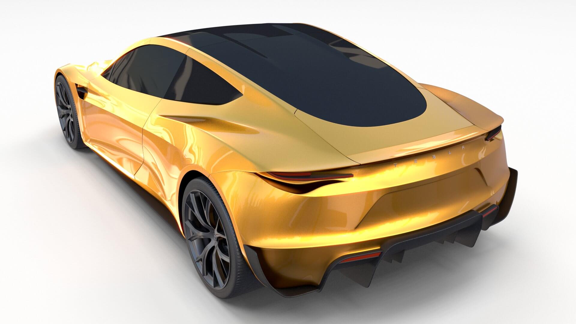 Tesla Roadster Yellow - 3D Model by dragosburian