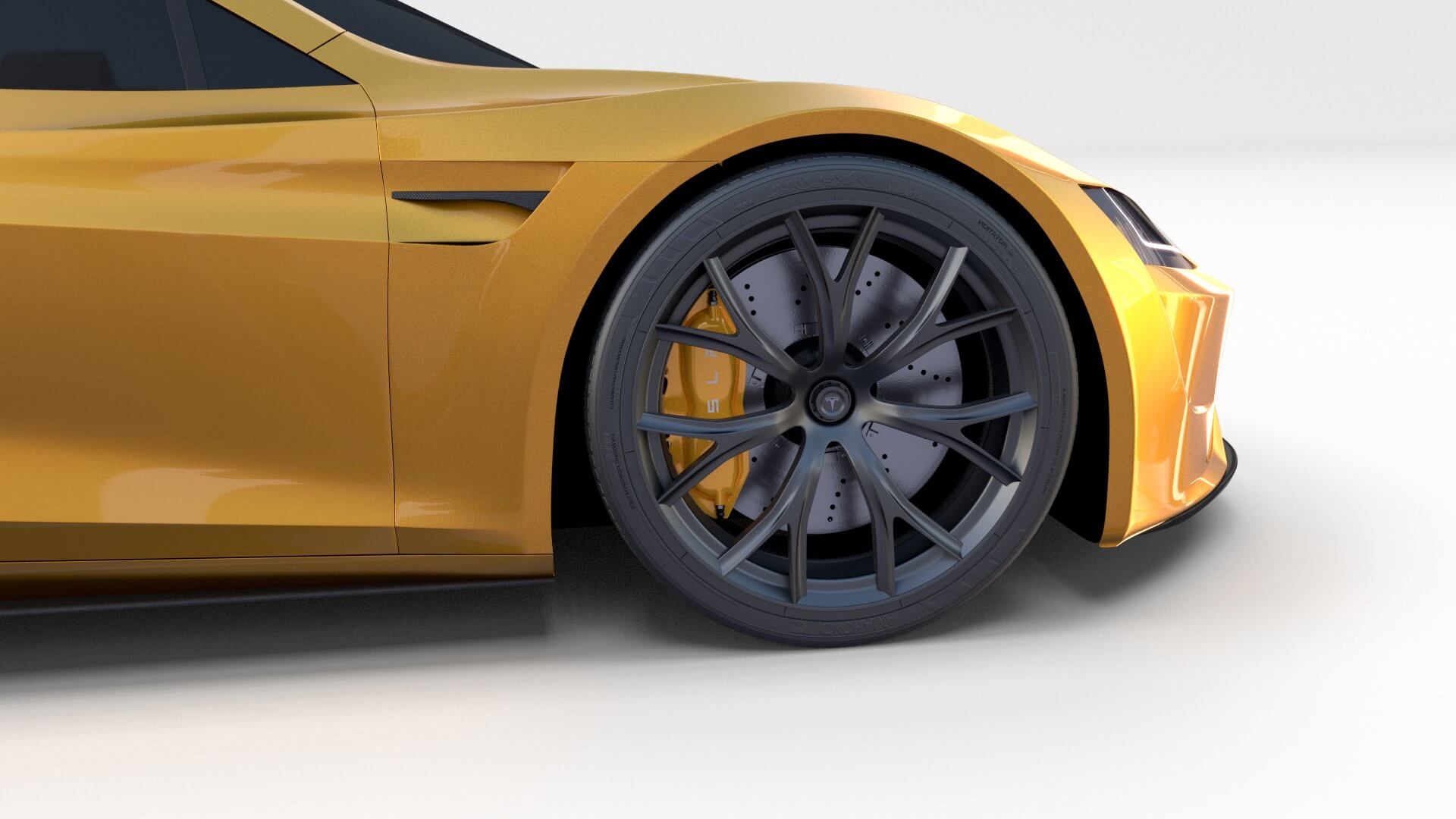 Tesla Roadster Yellow - 3D Model by dragosburian