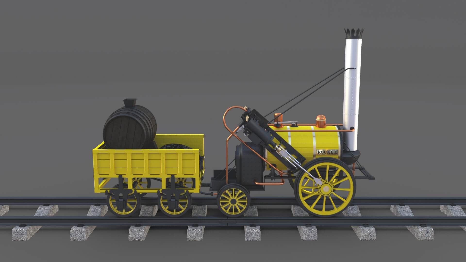 The Stephenson Rocket Locomotive - 3D Model by dragosburian